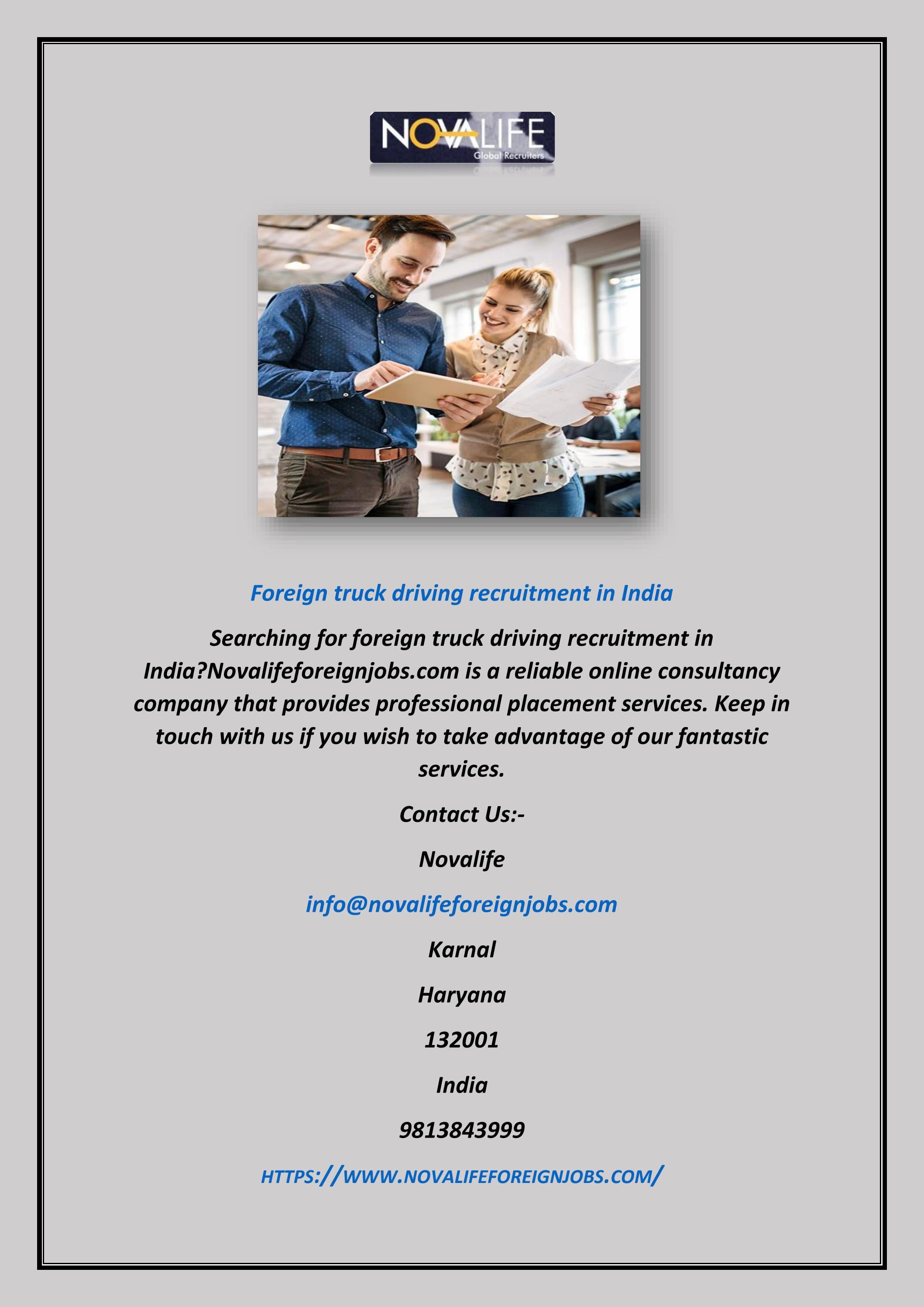 Foreign Truck Driving Recruitment In India | Novalifeforeignjobs.com by ...