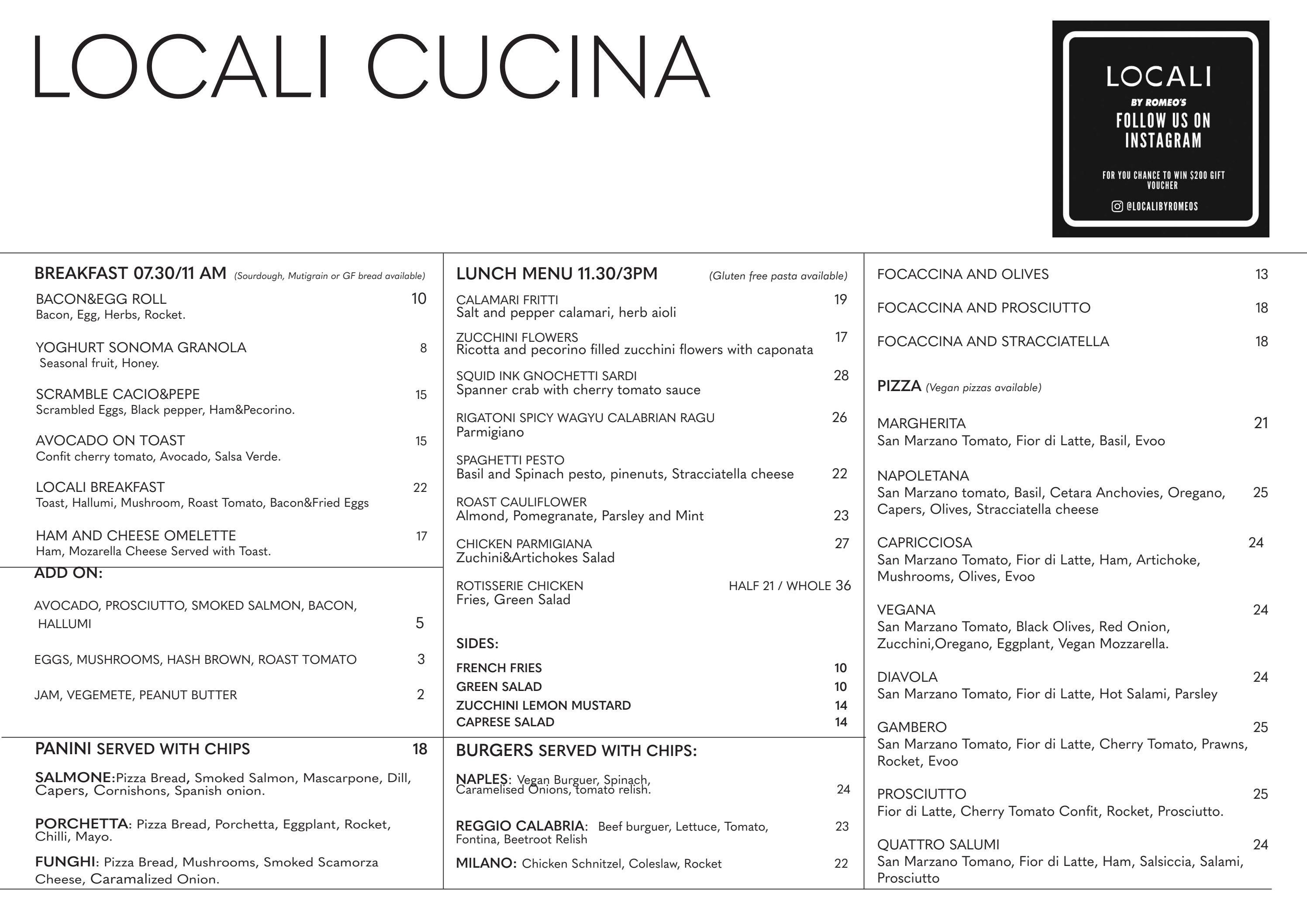 Locali Cucina Menu Wynyard Station by info-romeosretail.com - Issuu