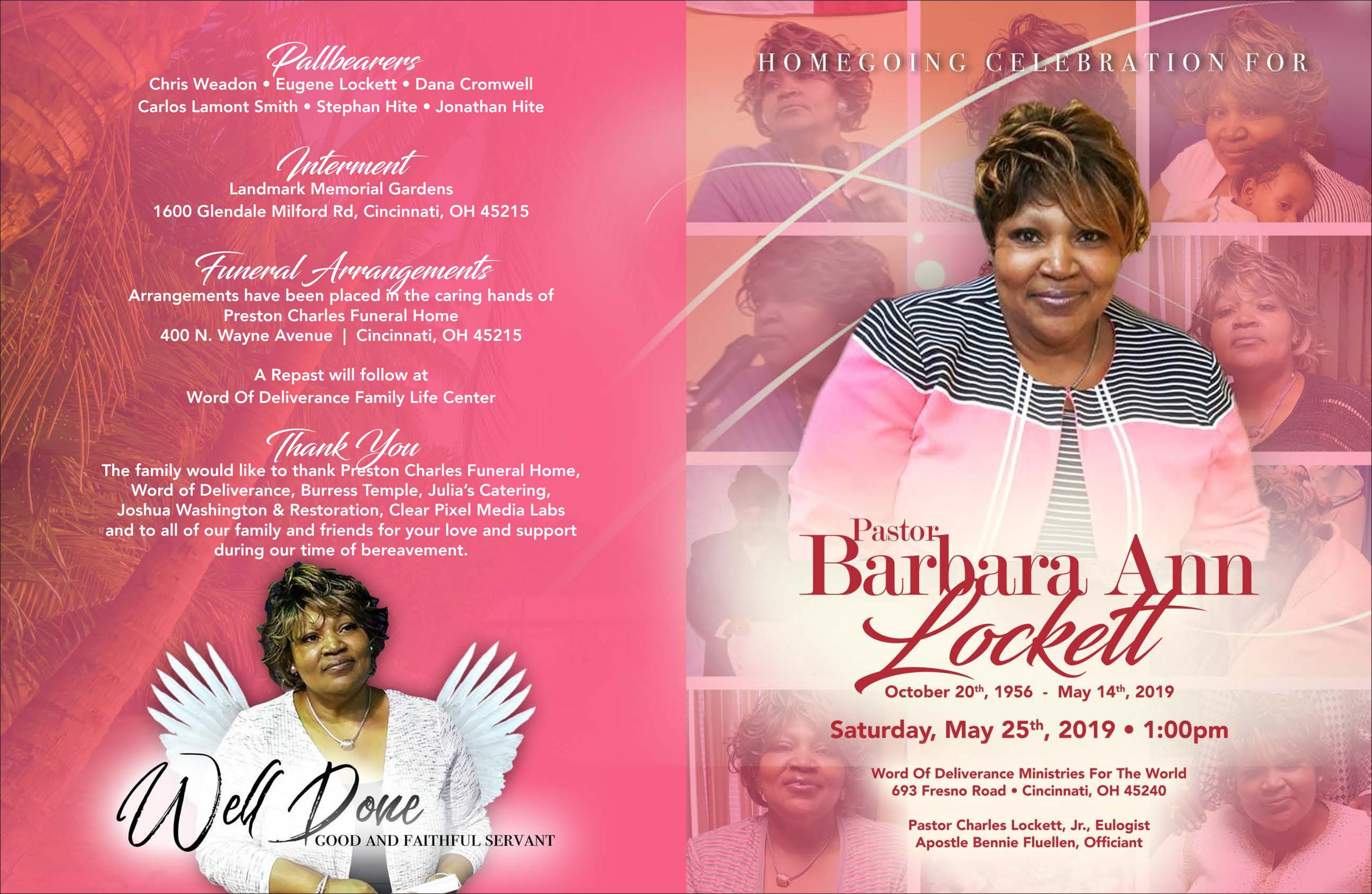 Pastor Barbara Ann Lockett Memorial Booklet by Clear Pixel Media Labs ...