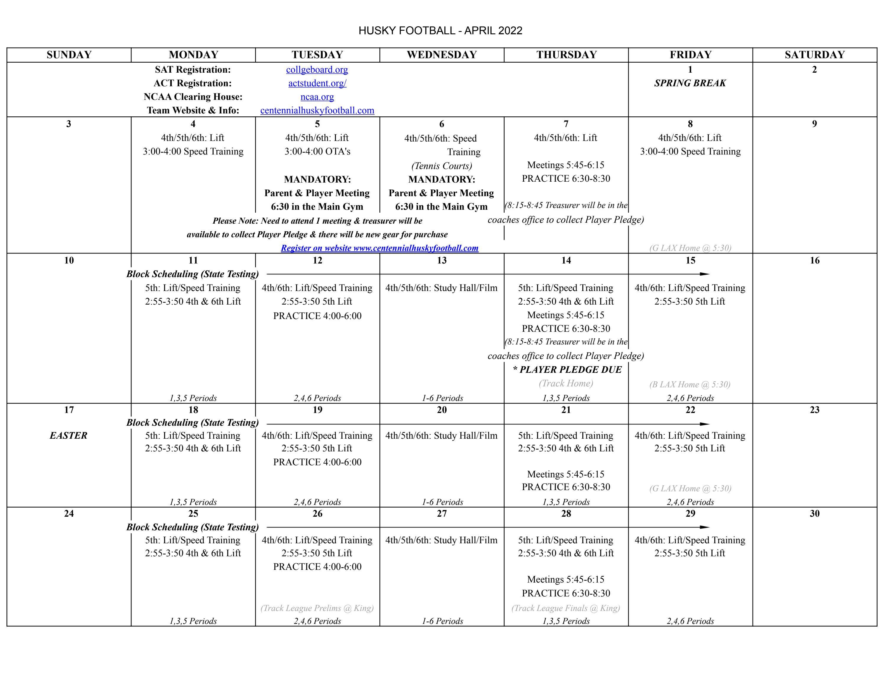 2022 | Cen10 April Workout Calendar by PREPS 365 - Issuu