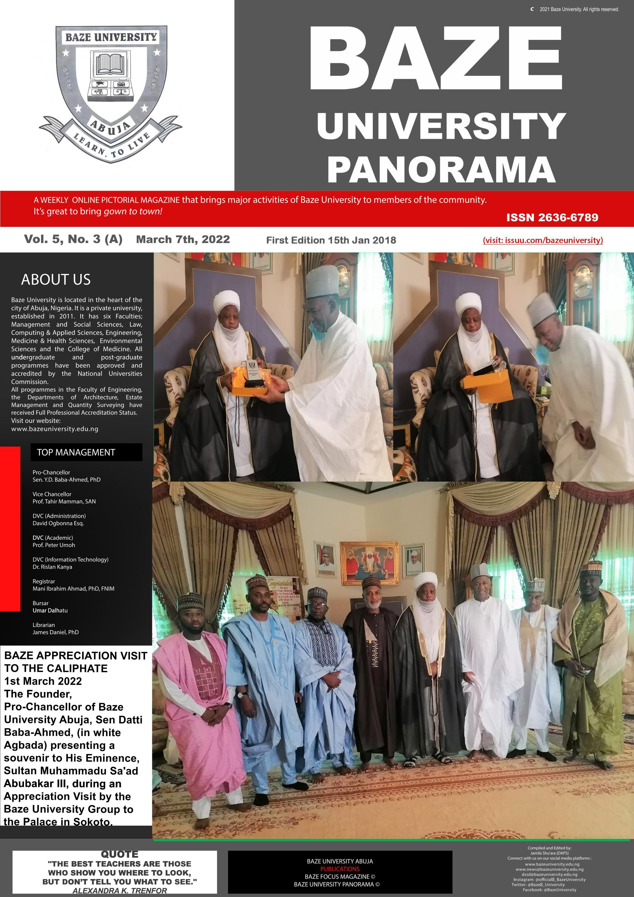 BAZE UNIVERSITY PANORAMA NEWS (7th March 2022) by Baze University - Issuu