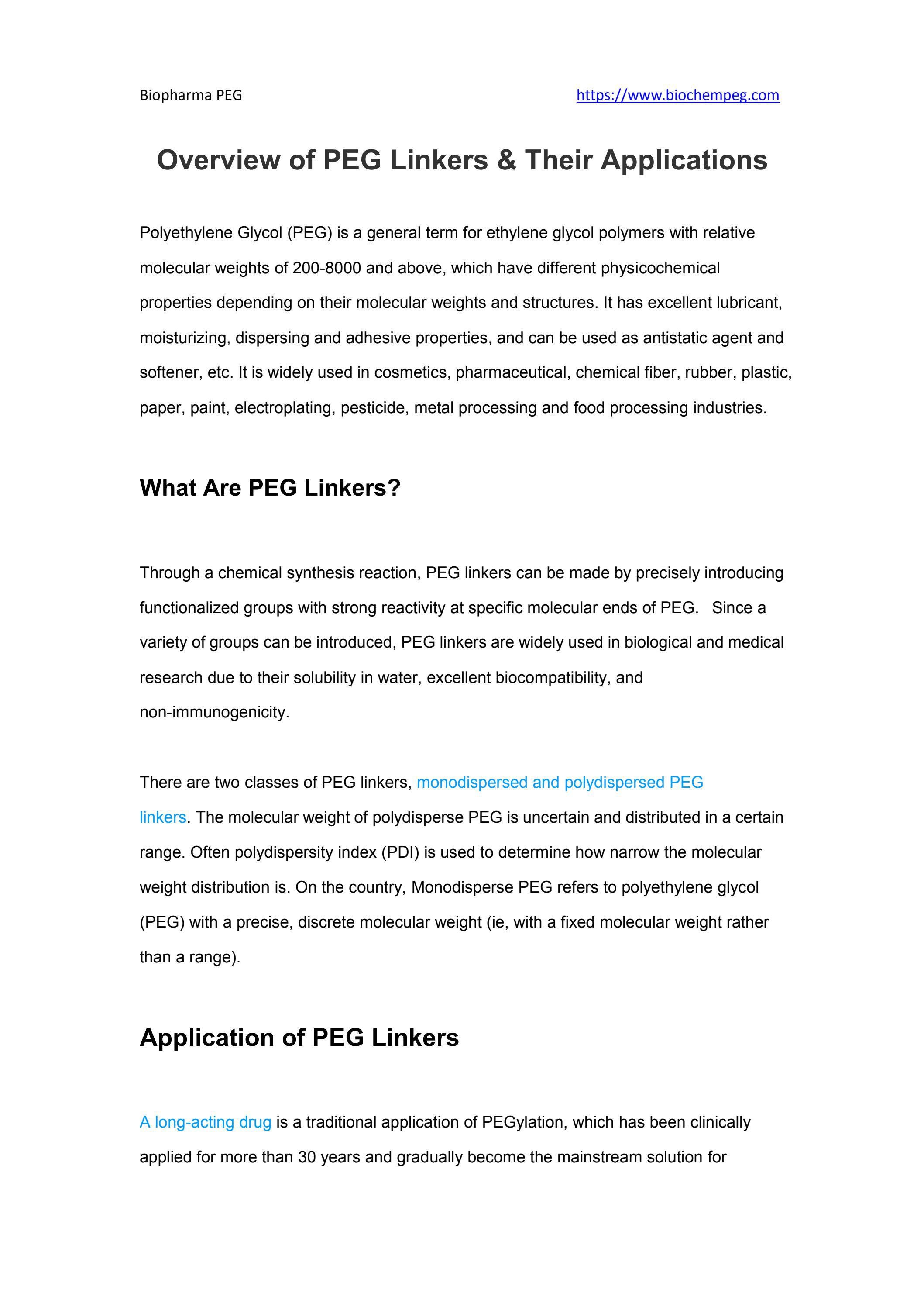 Overview of PEG Linkers & Their Applications by sunny Fang - Issuu