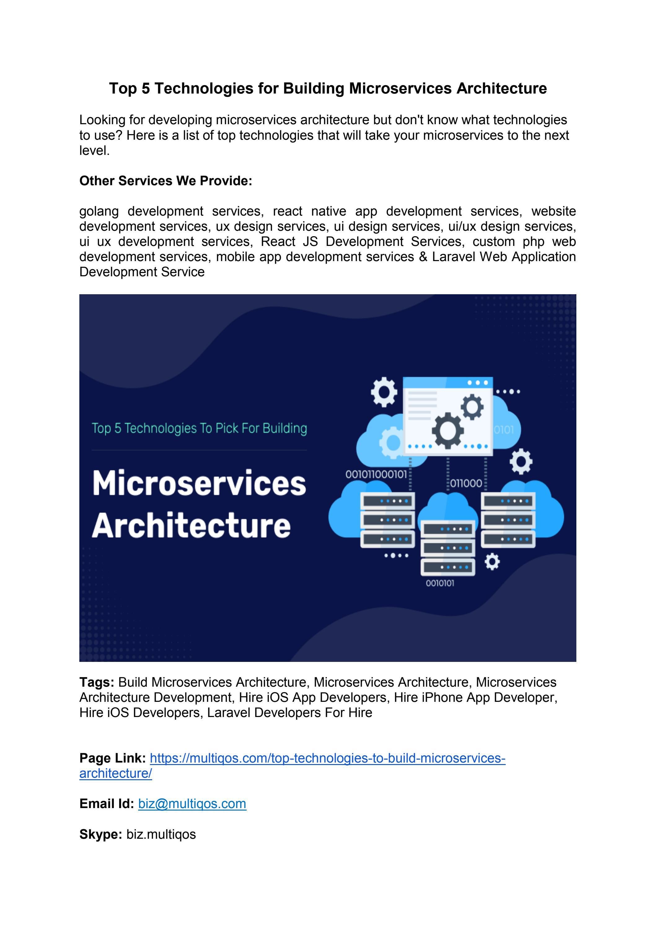 Top Technologies and Languages for Building Microservices Architecture by MultiQoS Tech - Issuu