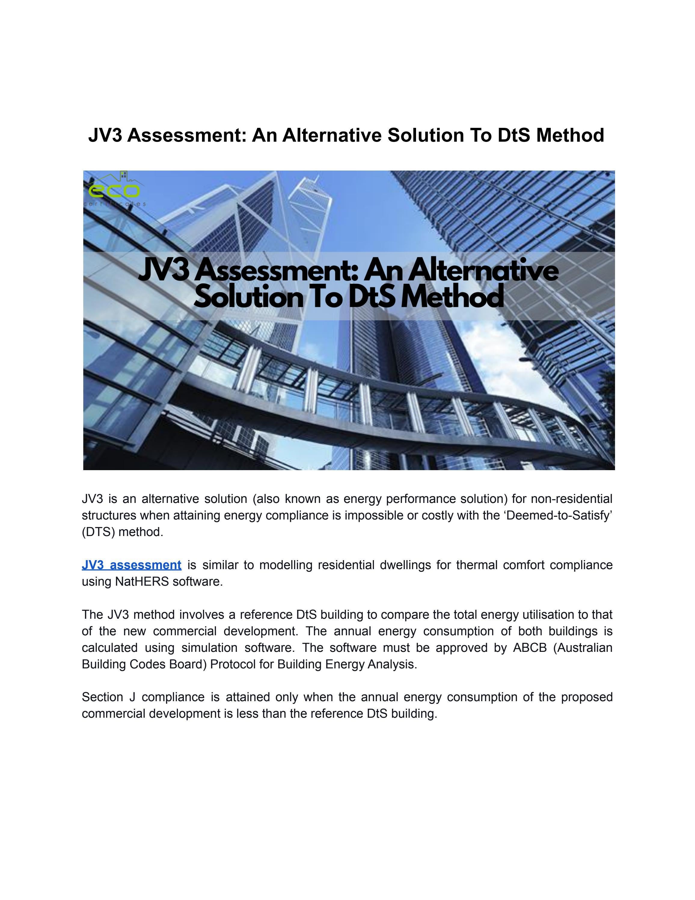 JV3 Assessment: An Alternative Solution To DtS Method by Eco ...