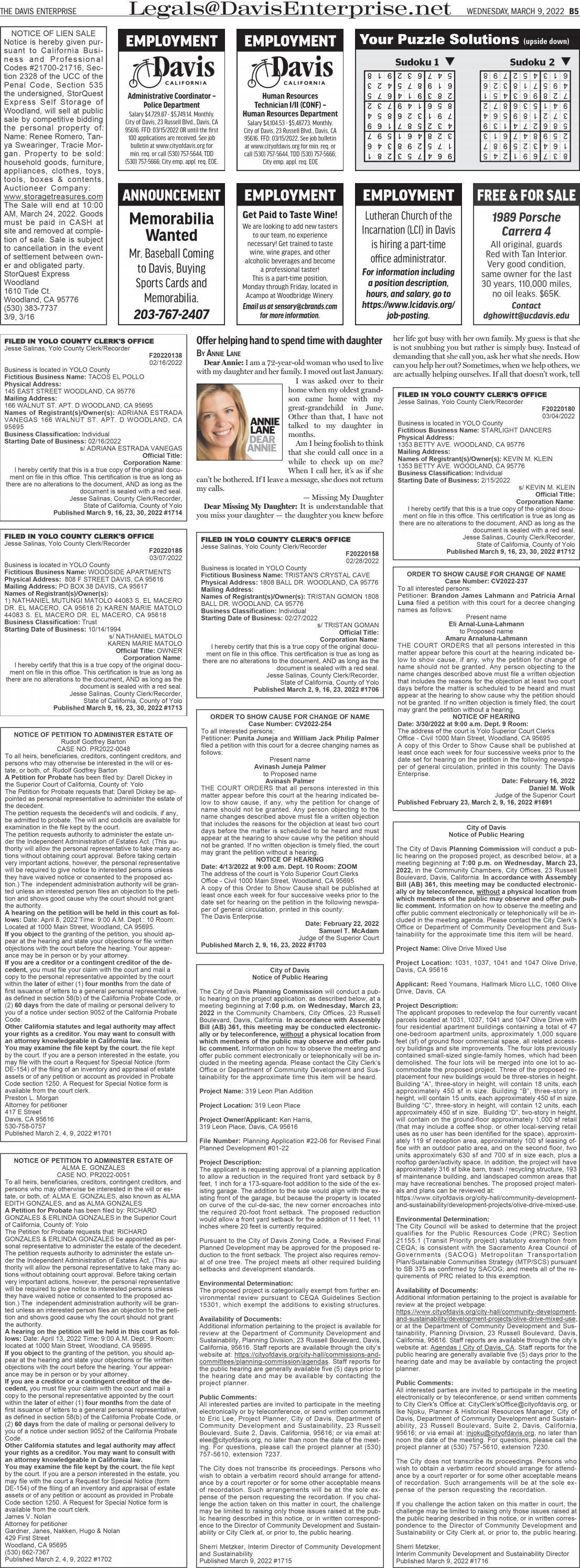 The Davis Enterprise classifieds Wednesday, March 9, 2022 by ...