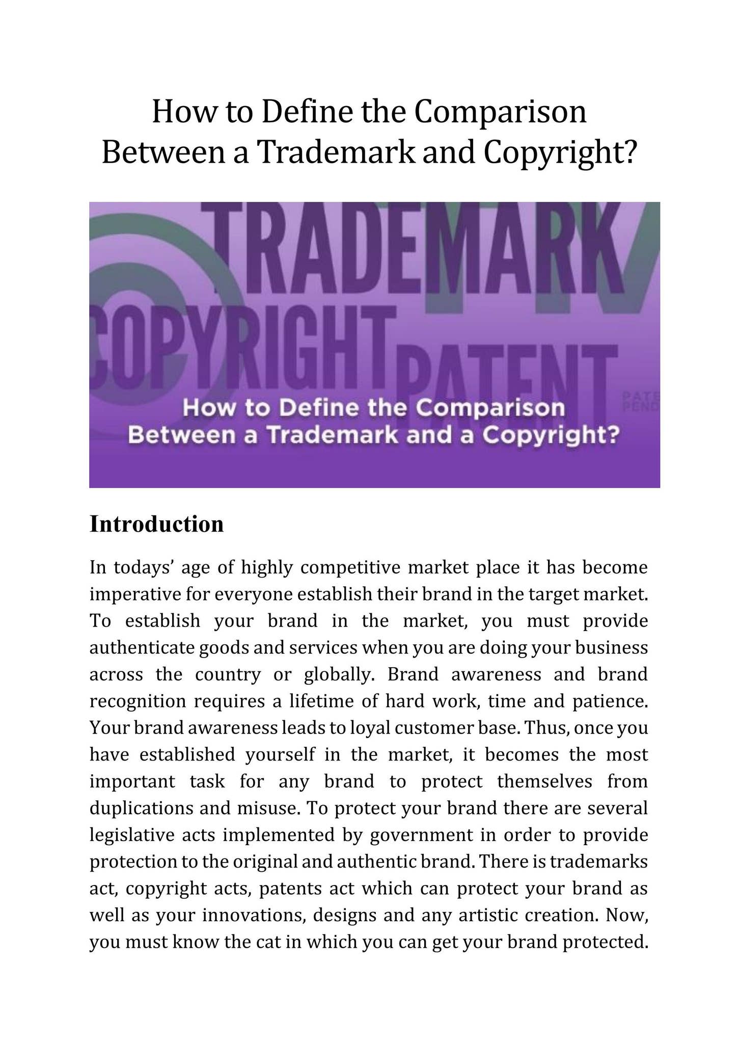 How to Define the Comparison Between a Trademark and Copyright? by ...