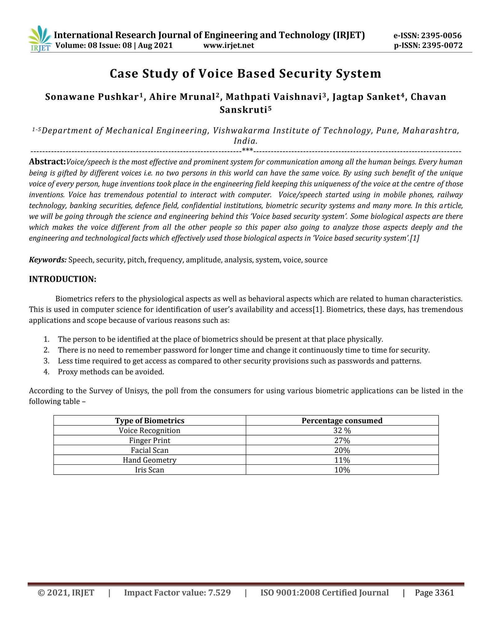 IRJET- Case Study of Voice based Security System by IRJET Journal - Issuu