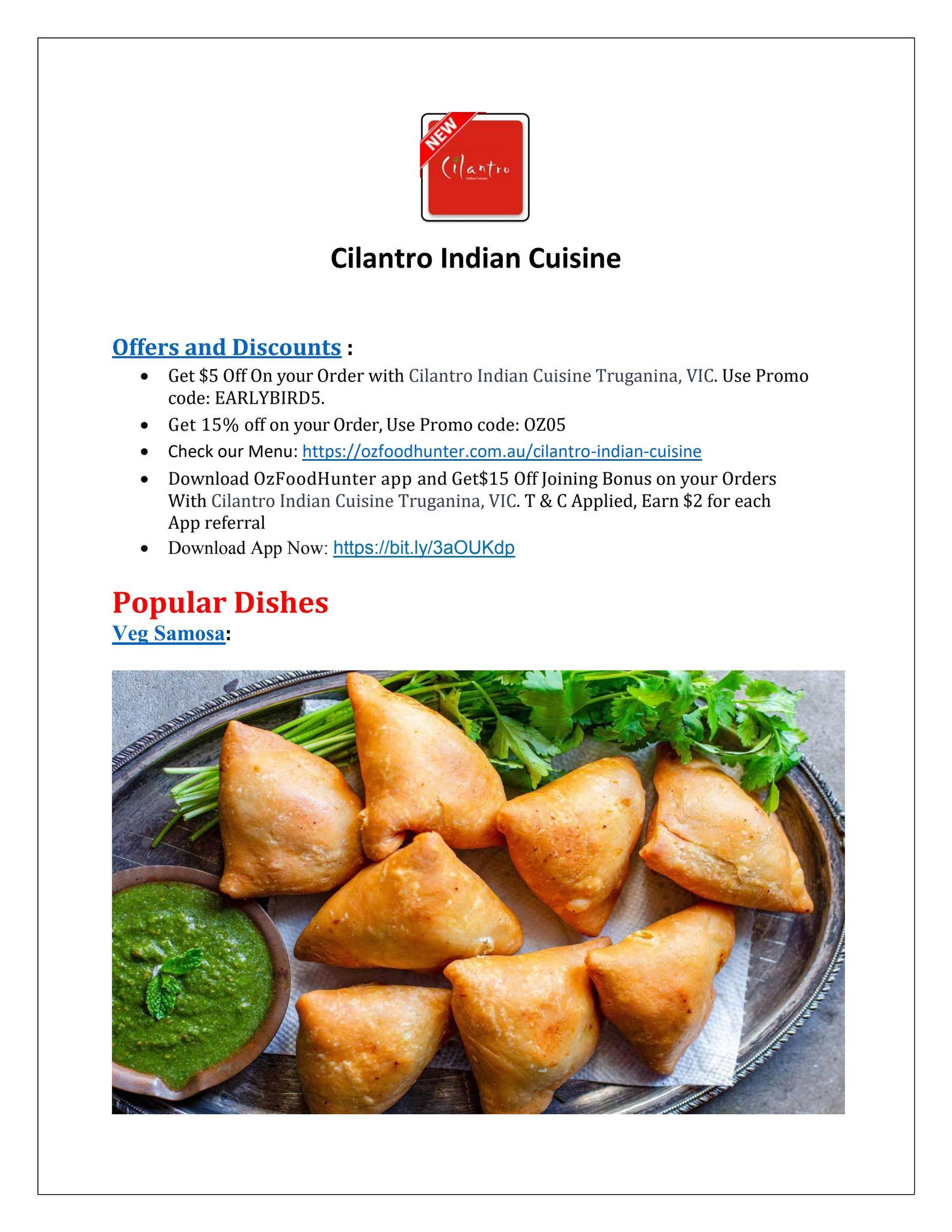 15% Off - Cilantro Indian Cuisine Truganina Menu, VIC by SonWilliamson ...