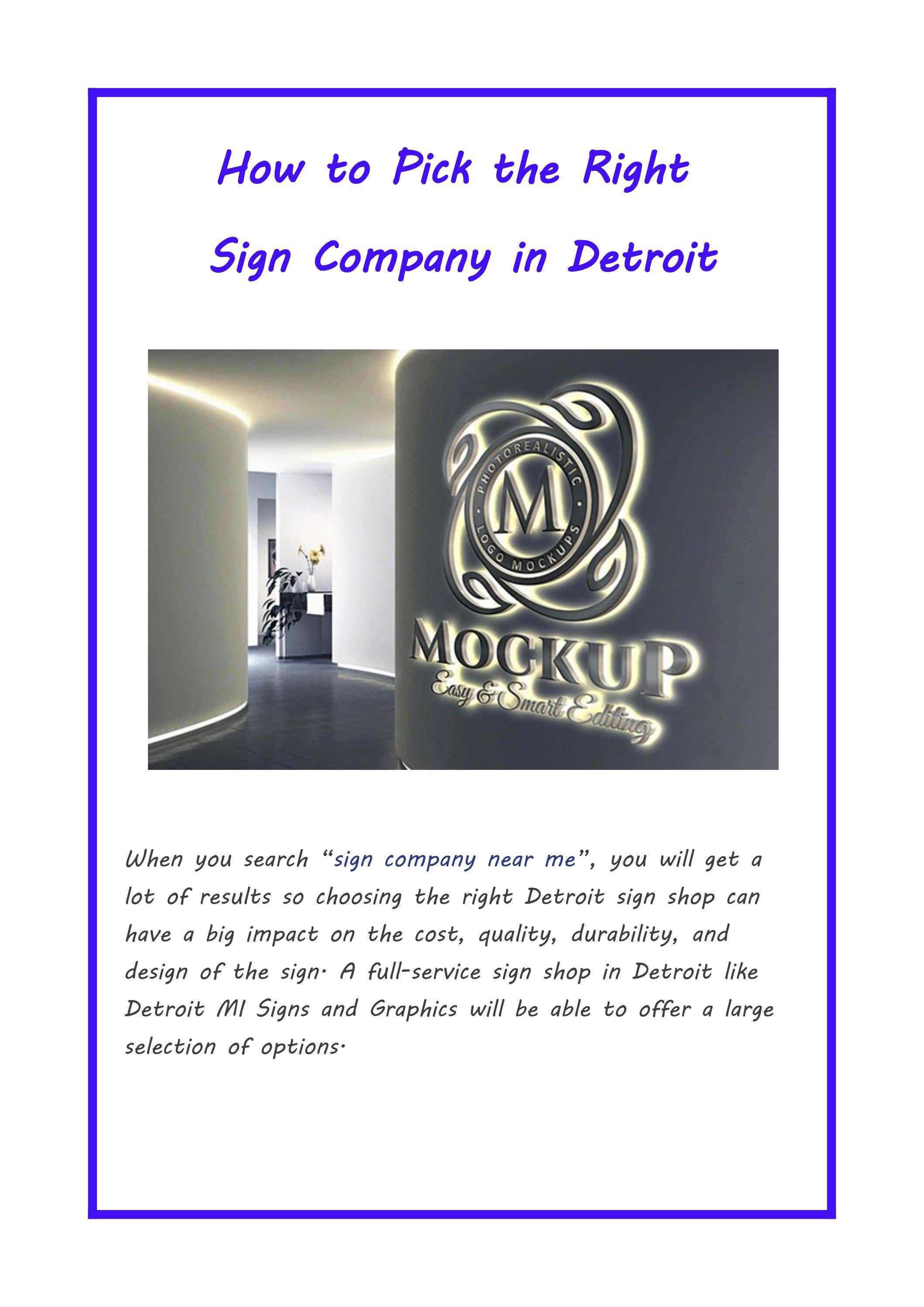 How To Pick The Right Sign Company In Detroit by Detroit Signs and ...