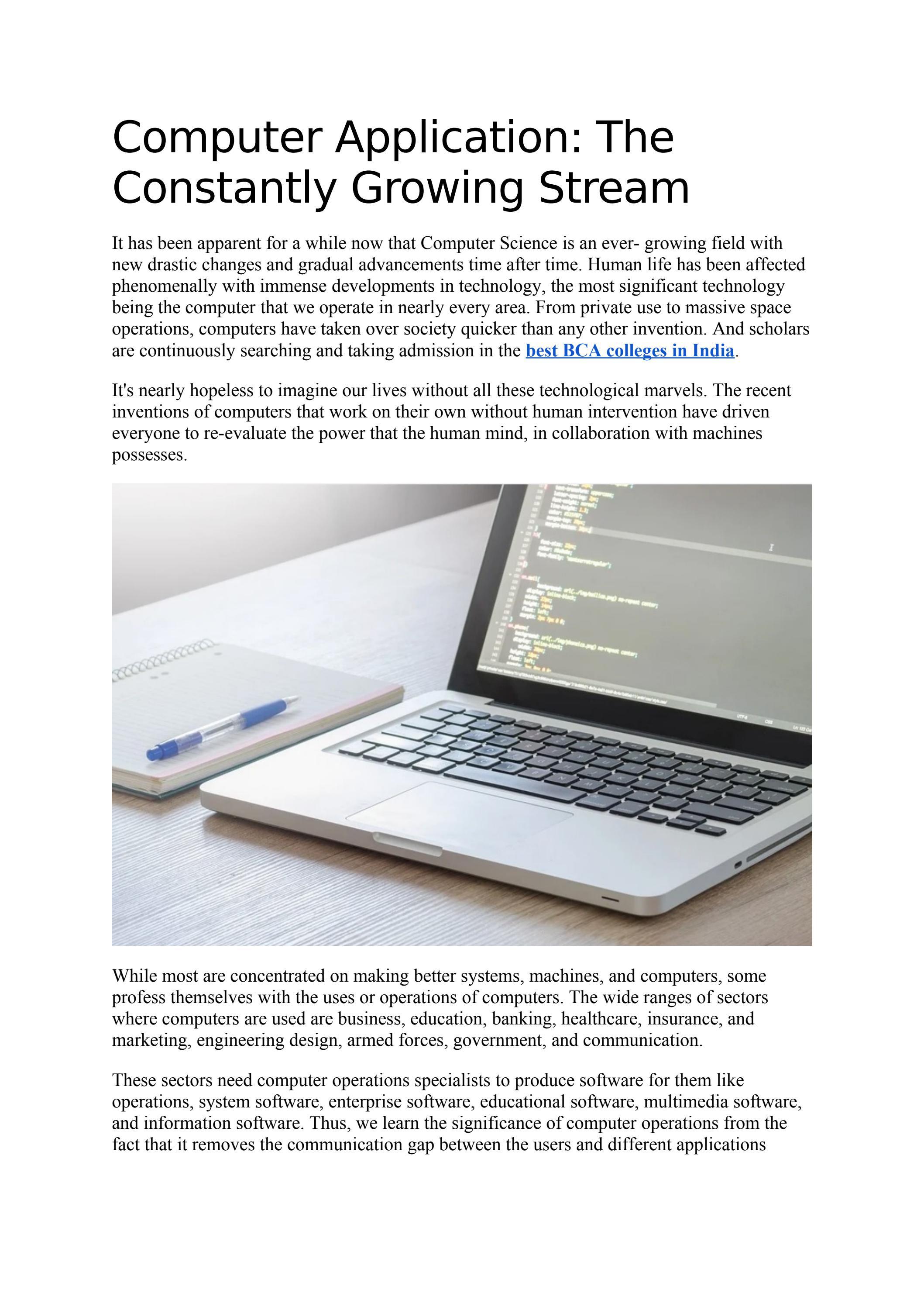 Computer Application: the Constantly Growing Stream by Symbiosis ...