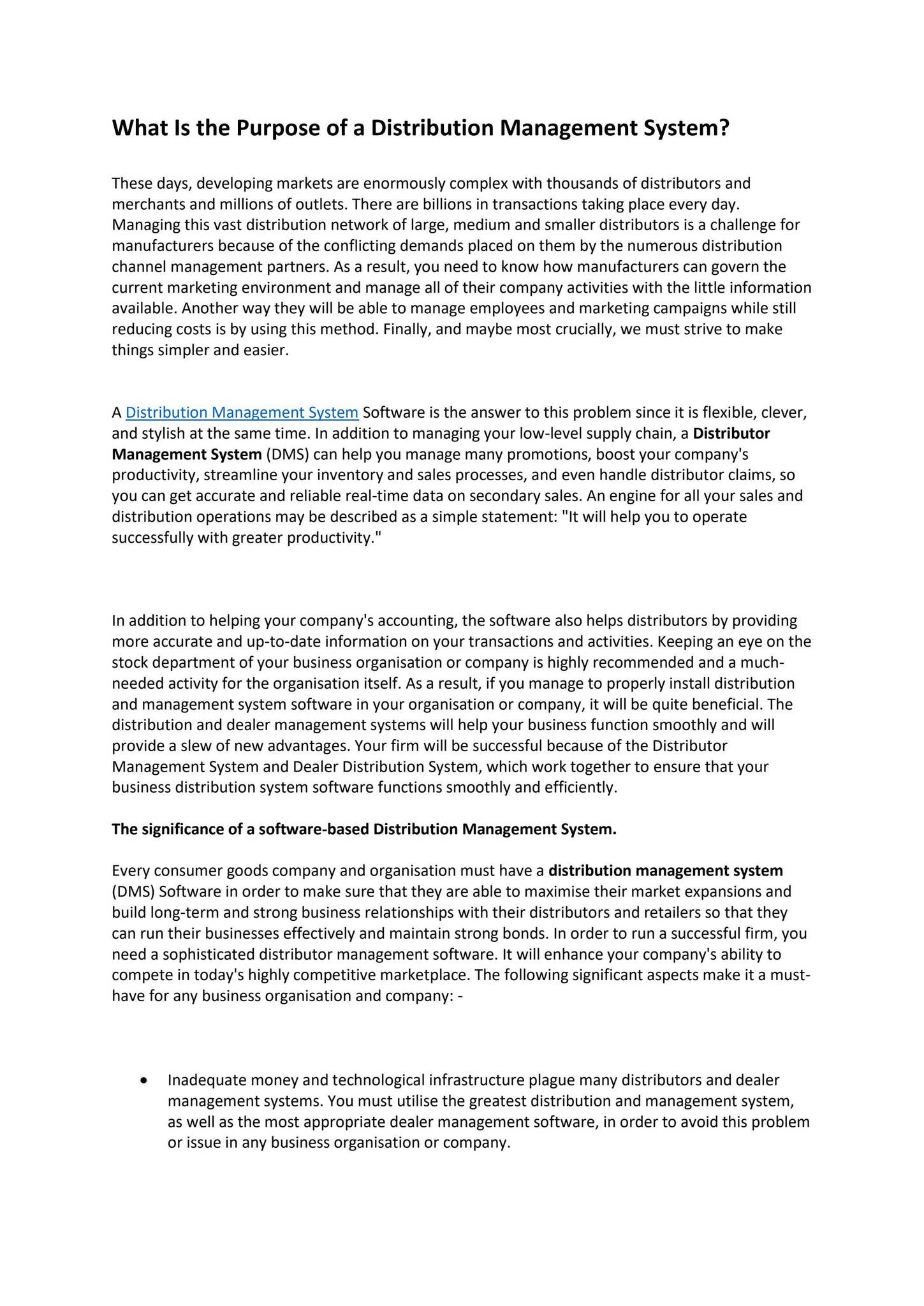 What Is the Purpose of a Distribution Management System? by ...