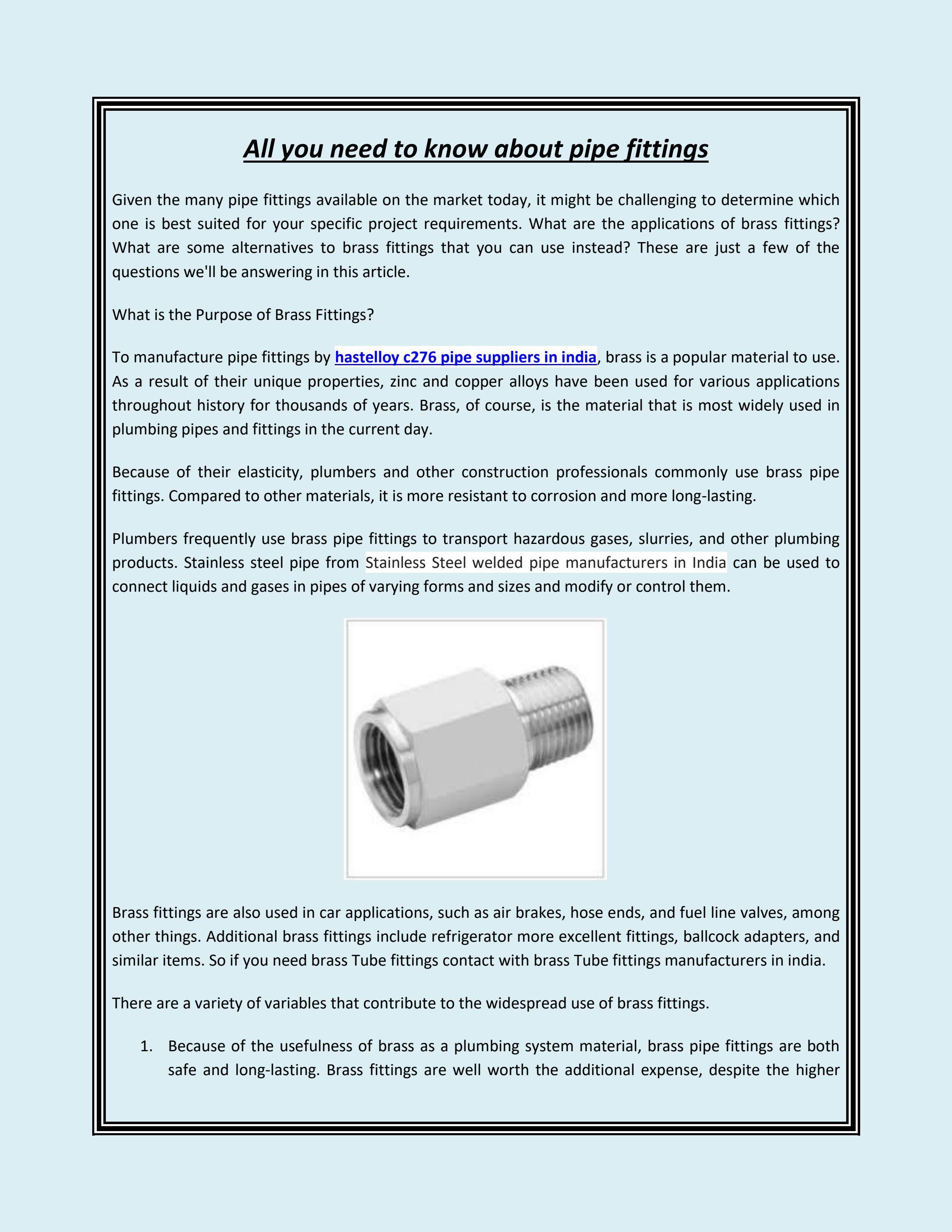 All you need to know about pipe fittings by Oshwin Overseas - Issuu