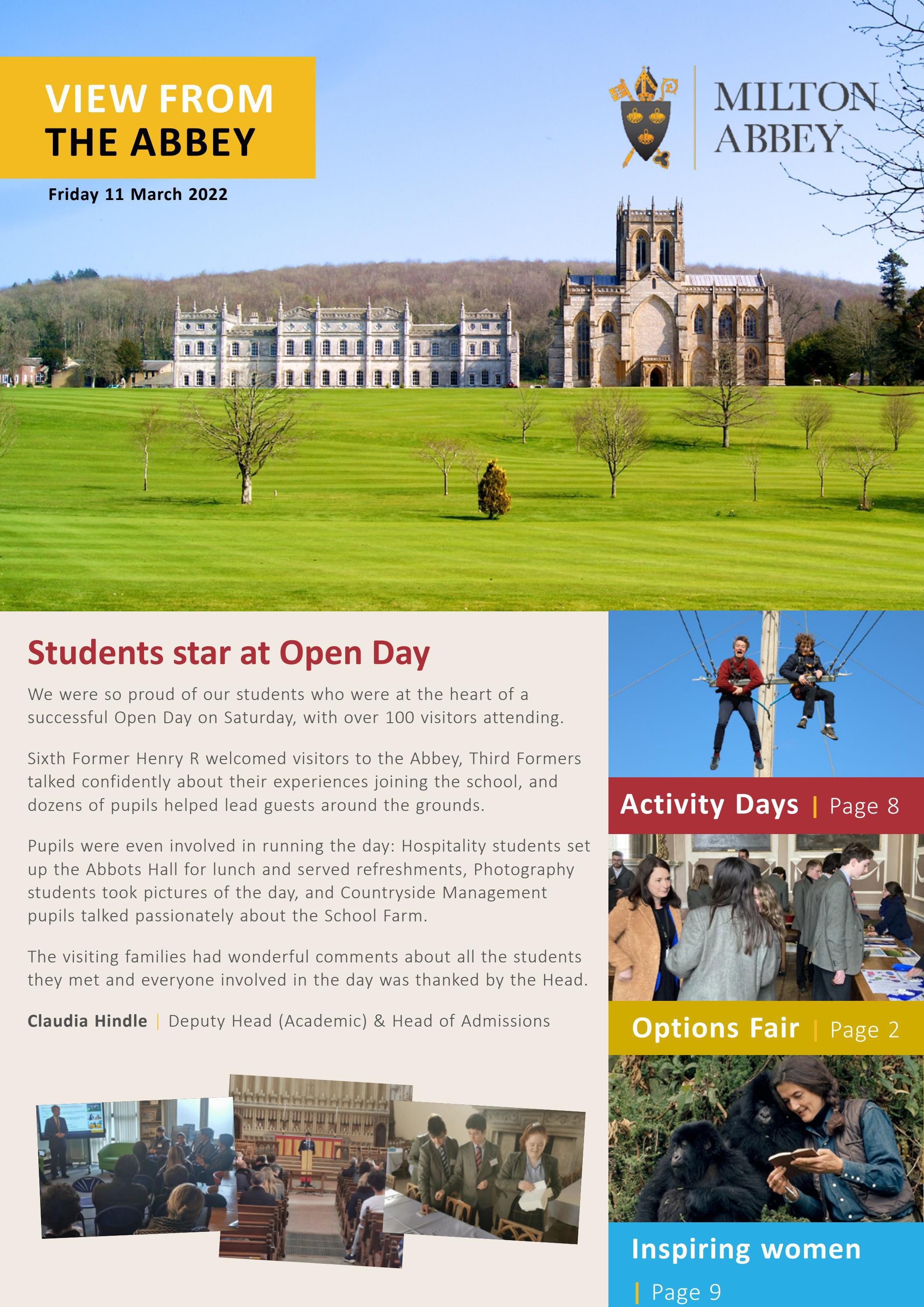 View from the Abbey | Friday 11 March 2022 by Milton Abbey School - Issuu