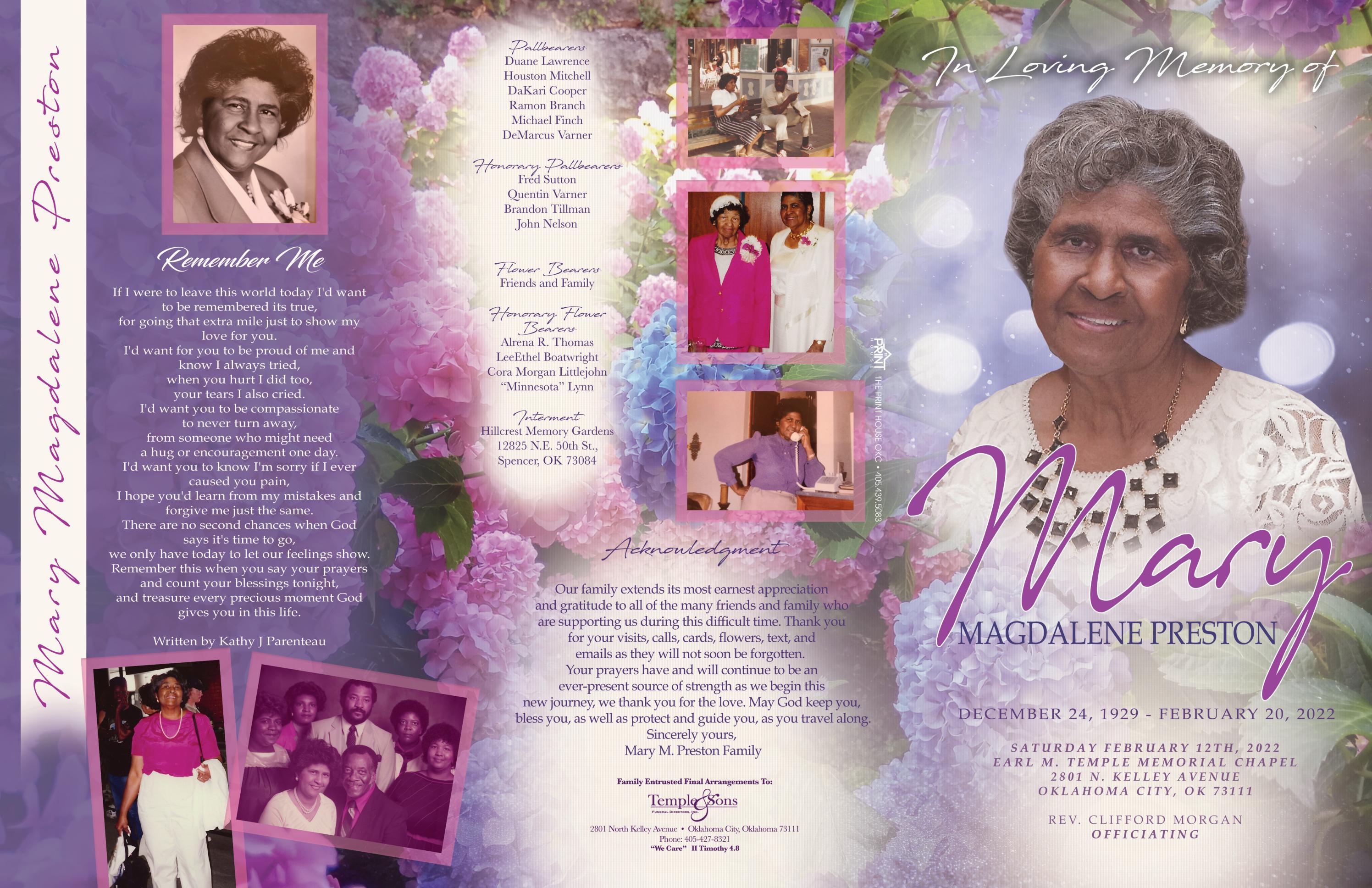 Mary Preston Program by The Print House - Issuu