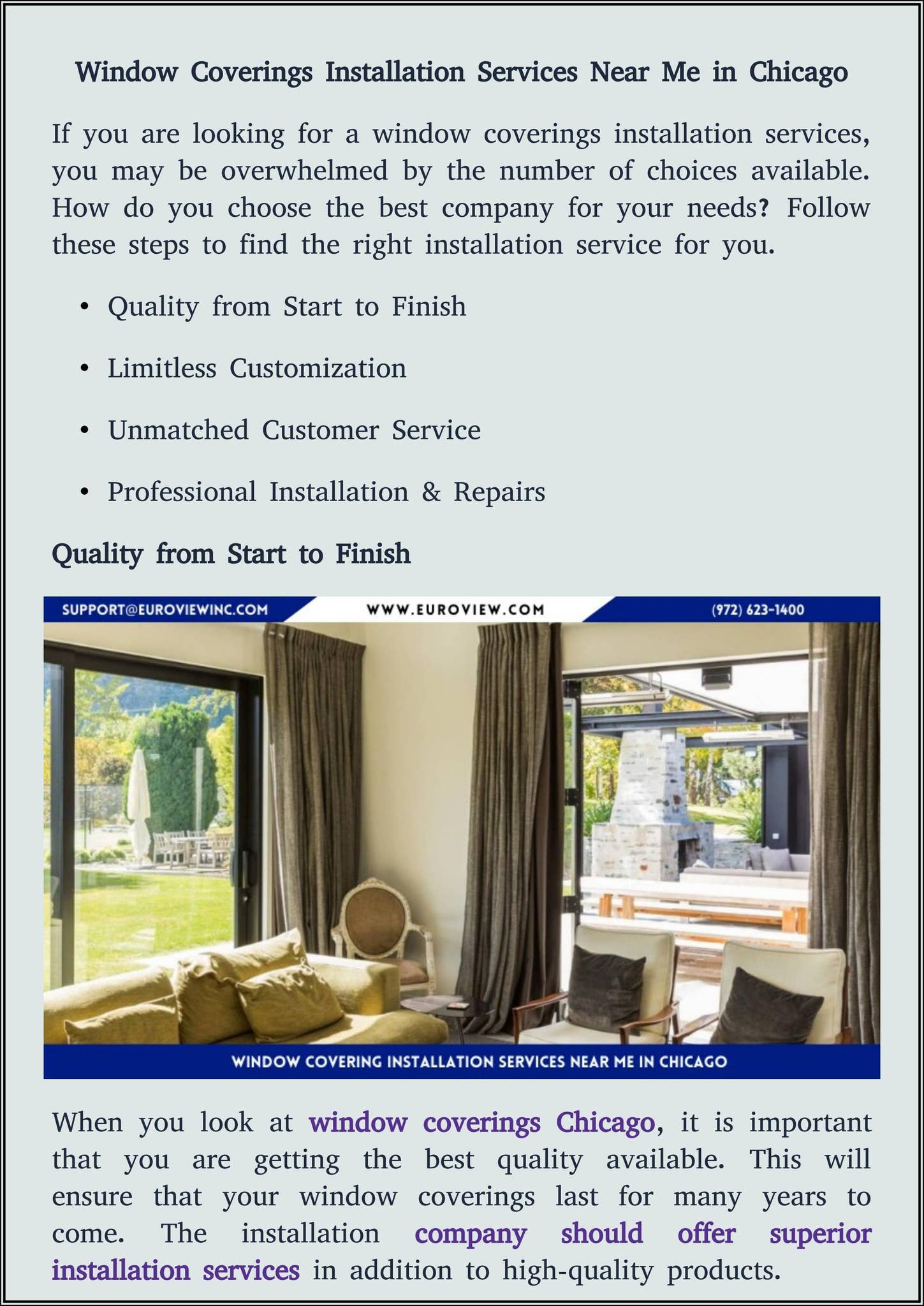 window covering installation company chicago by Euroview - Issuu