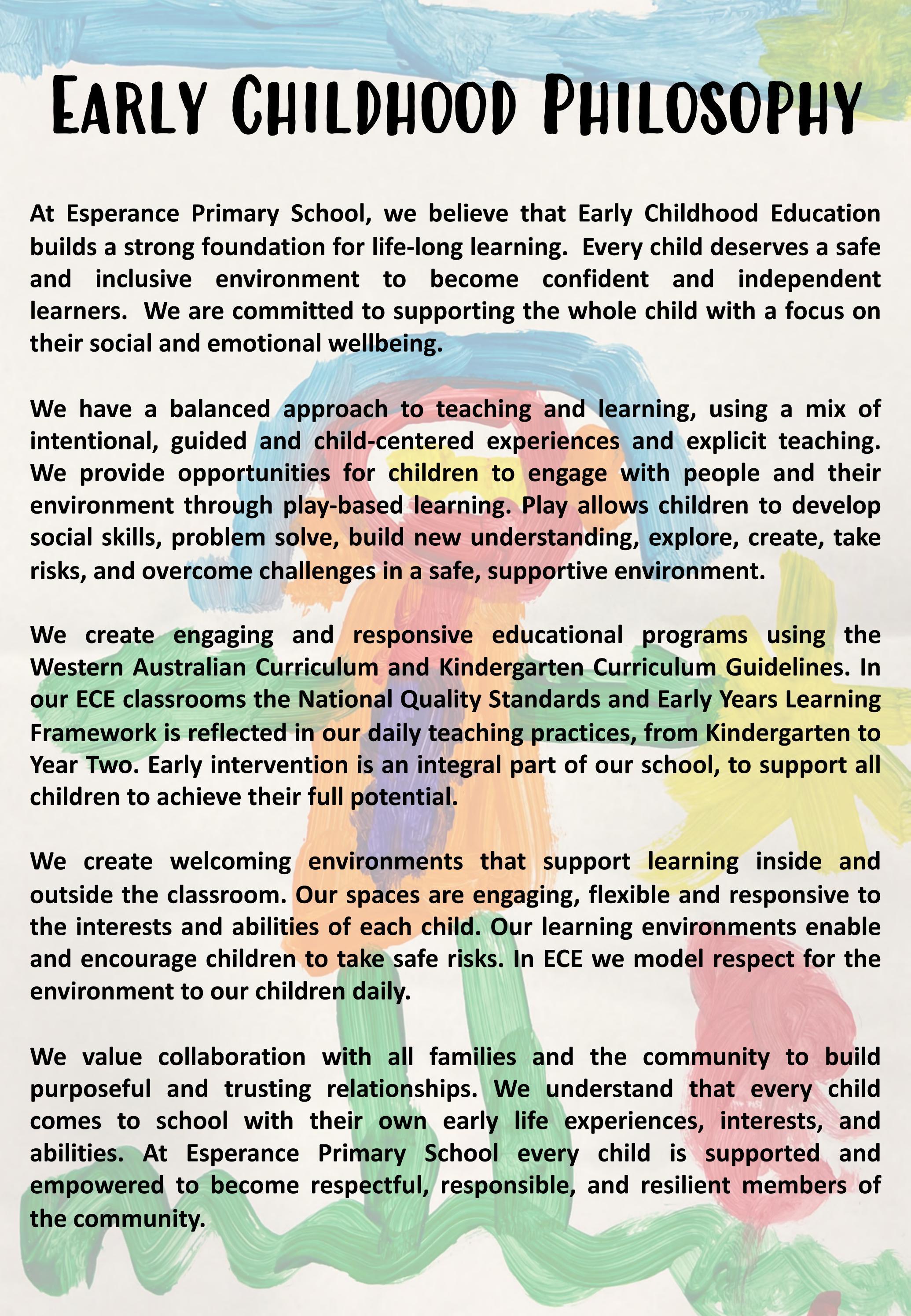 Early Childhood Philosophy By Esperance primary school Issuu