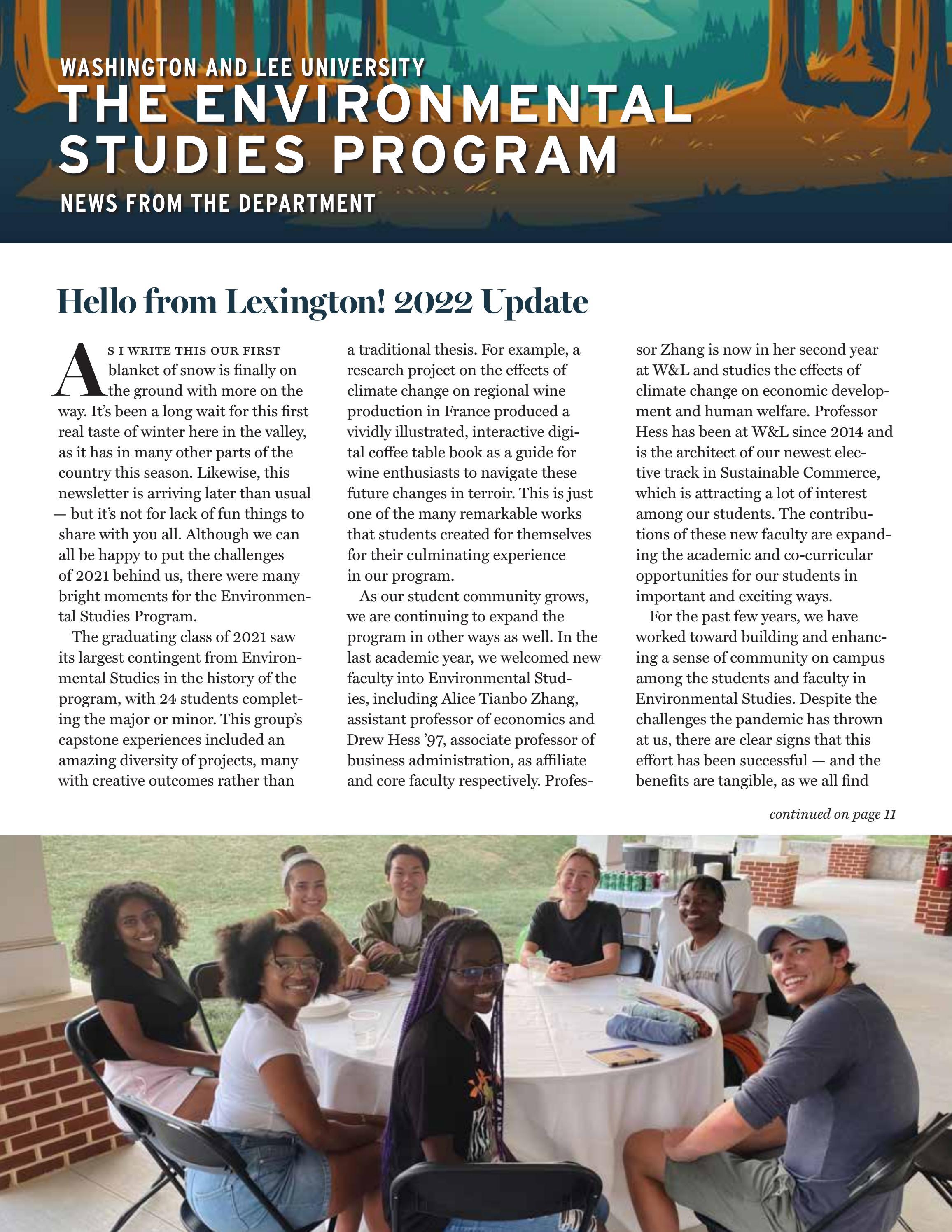 Environmental Studies Newsletter 2022 by Washington and Lee University ...
