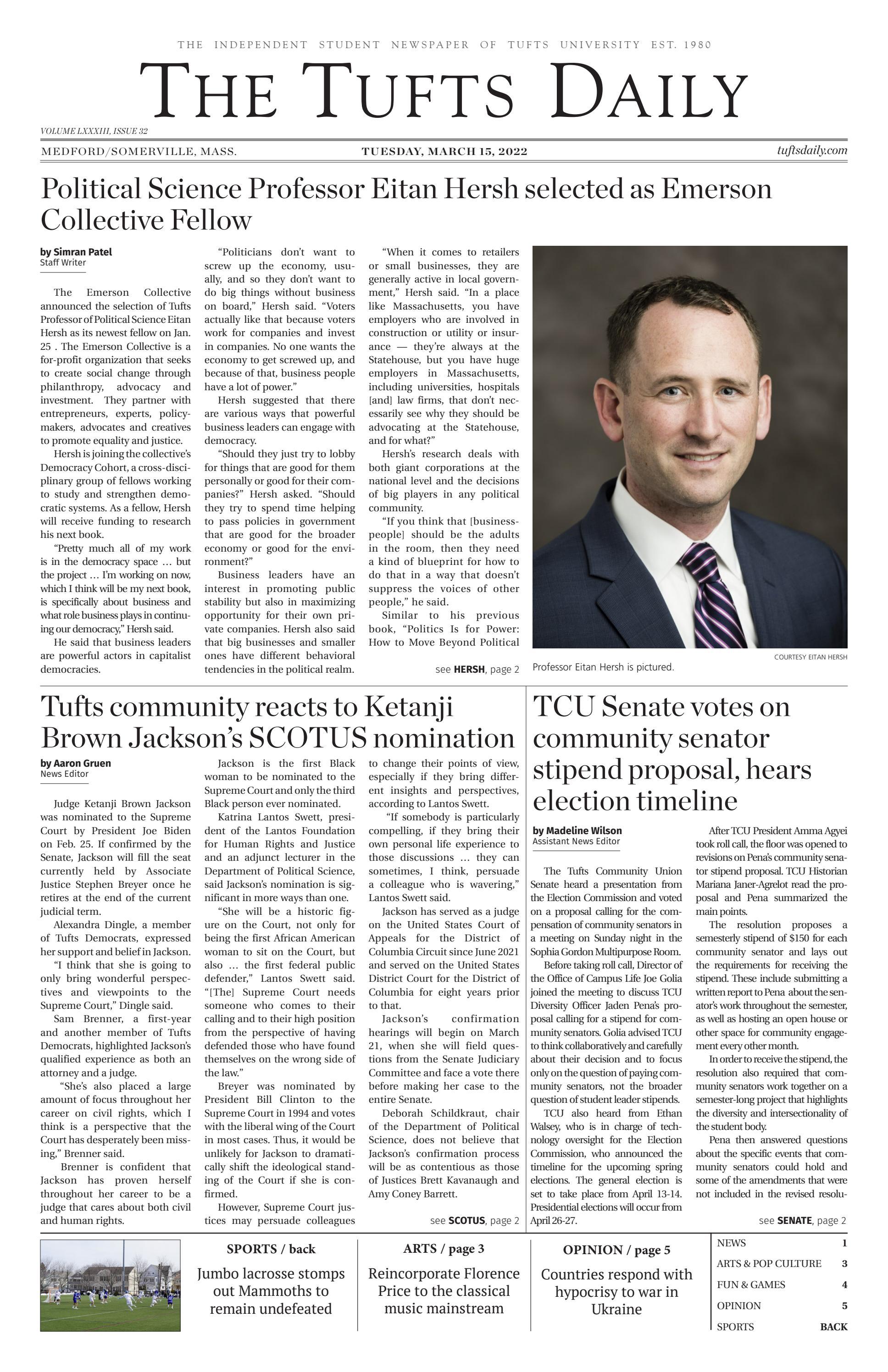 The Tufts Daily - Tuesday, March 15, 2022 by The Tufts Daily - Issuu