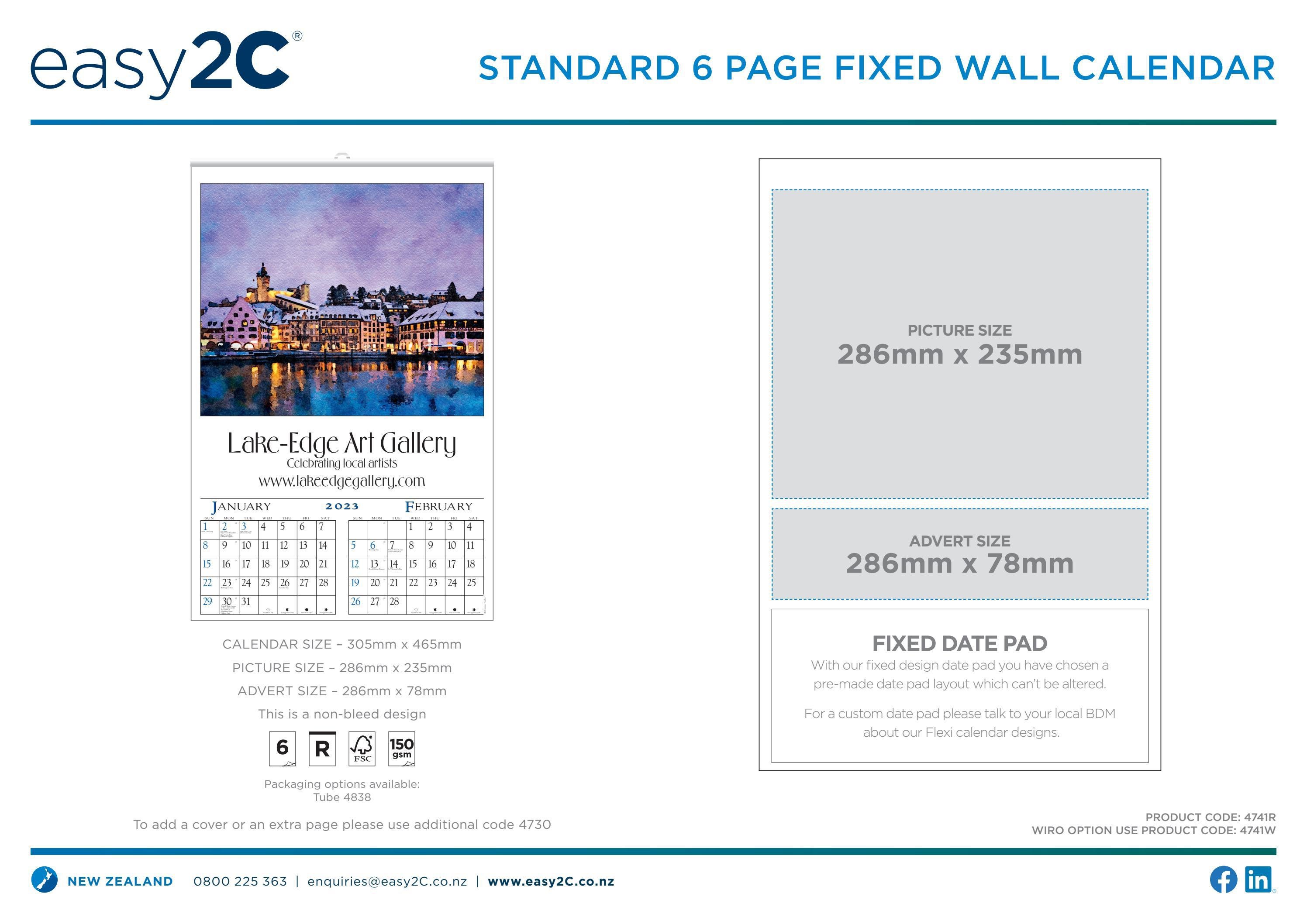 Standard 6 page wall calendar - fixed - NZ by easy2c - Issuu