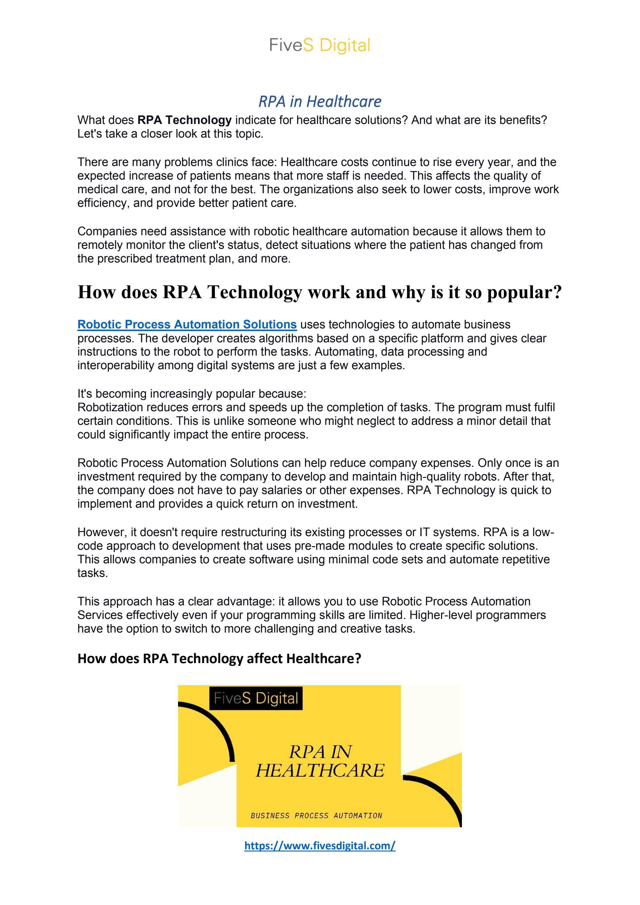 Rpa in healthcare by fivesplashdigital - Issuu