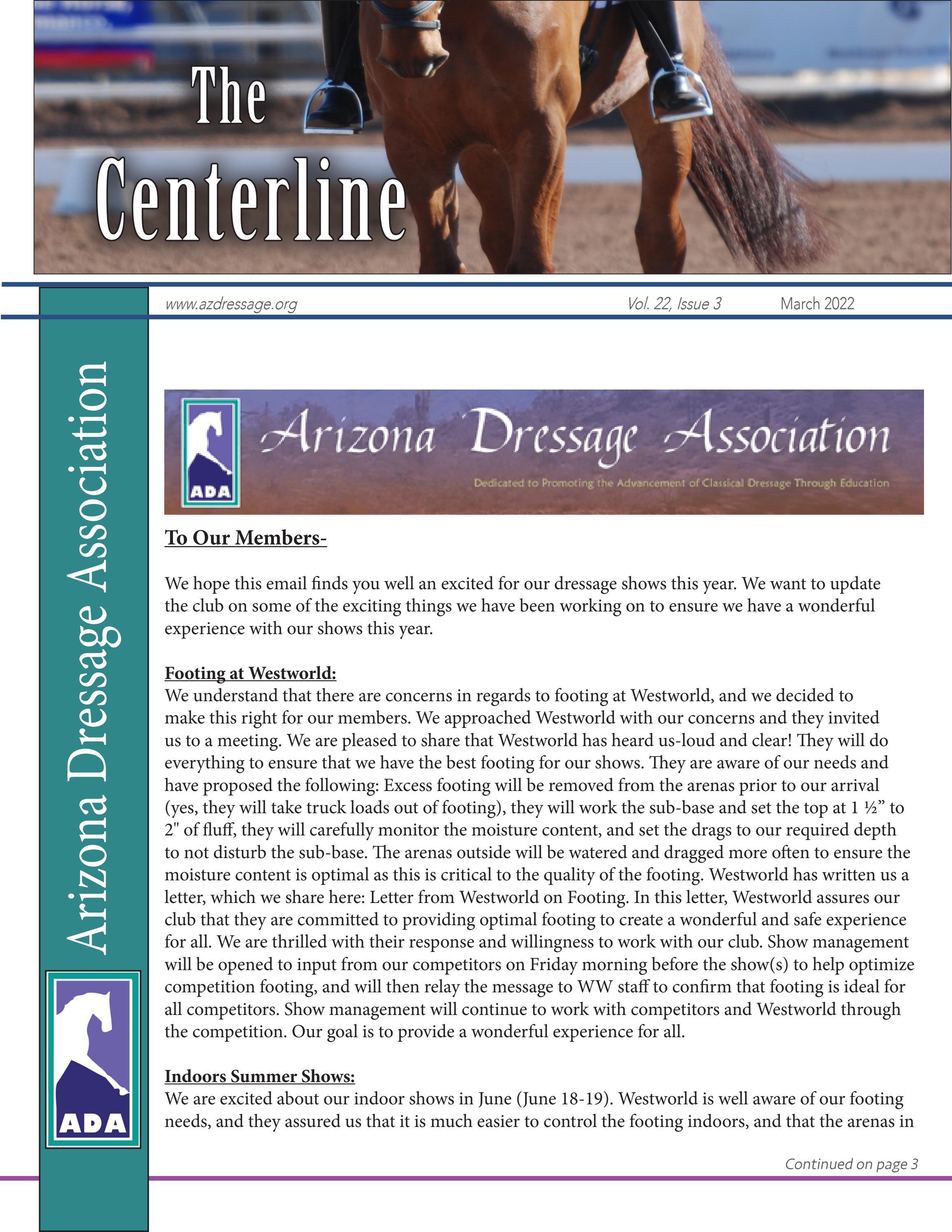 ADA March Centerline by Arizona Dressage Association - Issuu