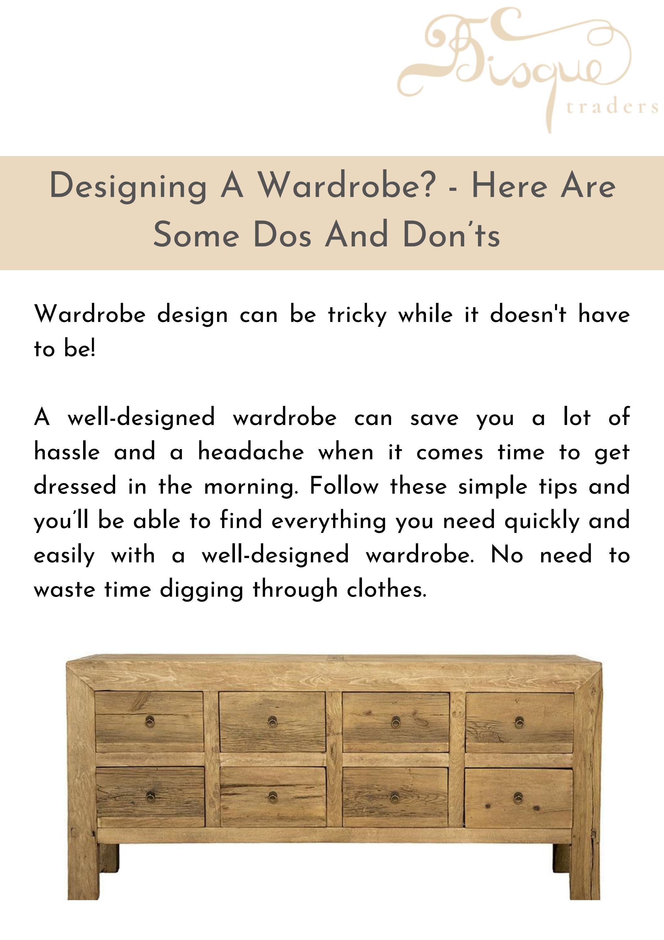 Designing A Wardrobe? - Here Are Some Dos And Don’ts by bisquetraders ...