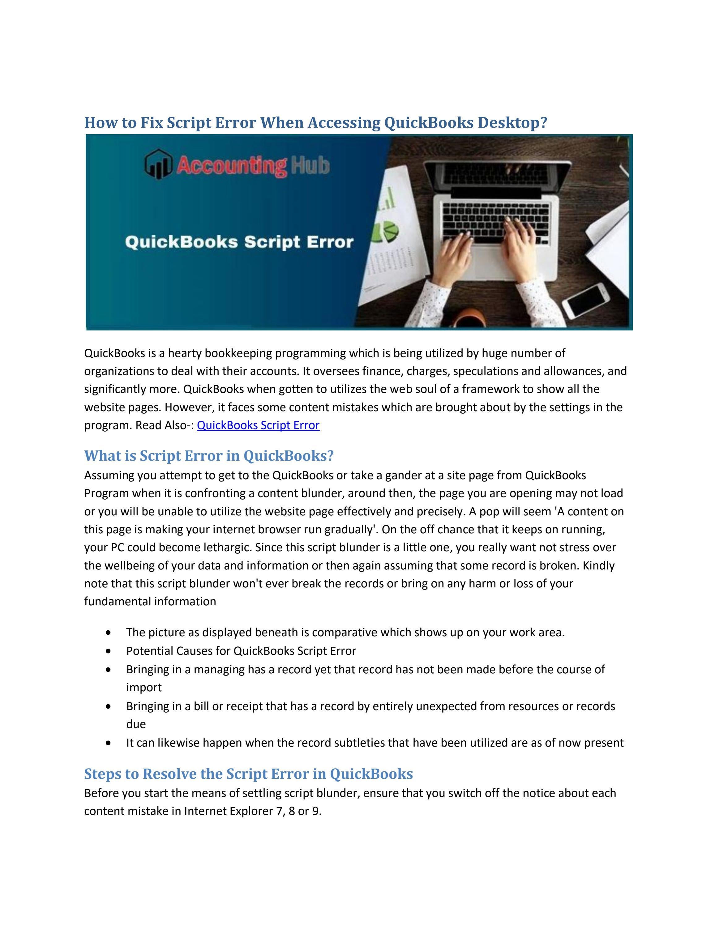 How to Fix QuickBooks Script Error by accounting advice - Issuu