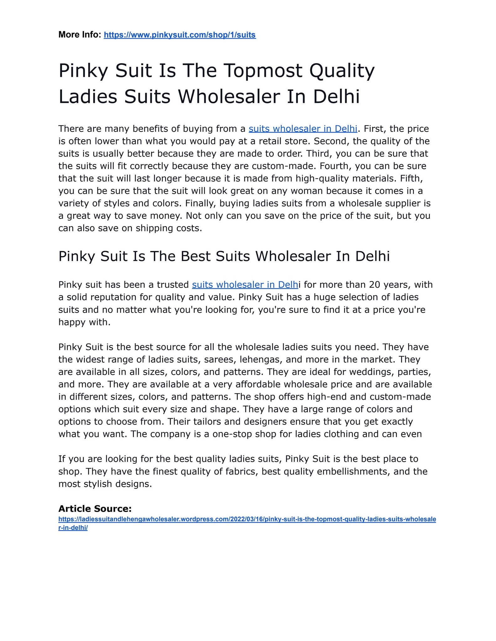 Pinky Suit Is The Topmost Quality Ladies Suits Wholesaler In Delhi by ...