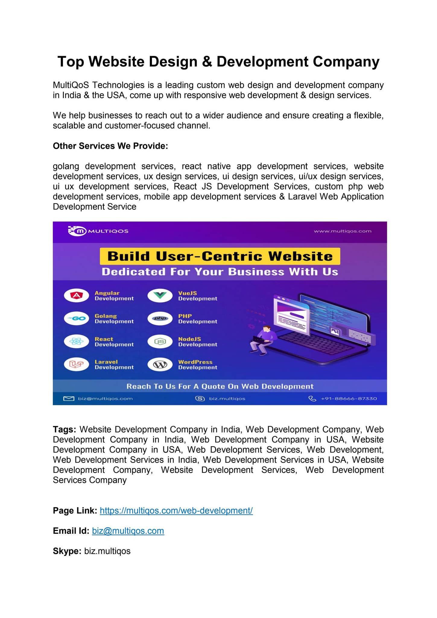 Web Design and Development Company India and USA by MultiQoS Tech - Issuu