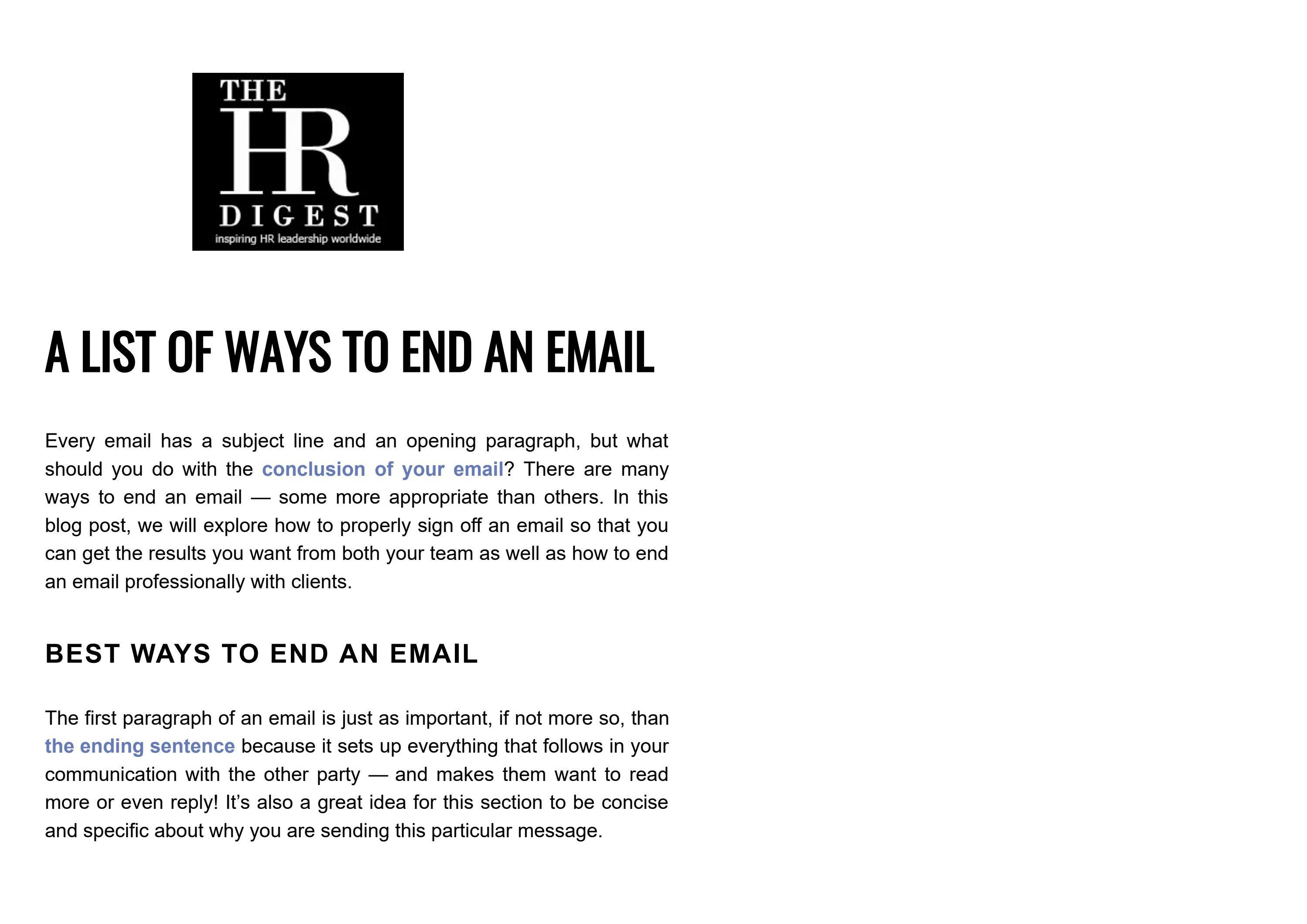 A List of Ways to End an Email by Ethan Hest - Issuu