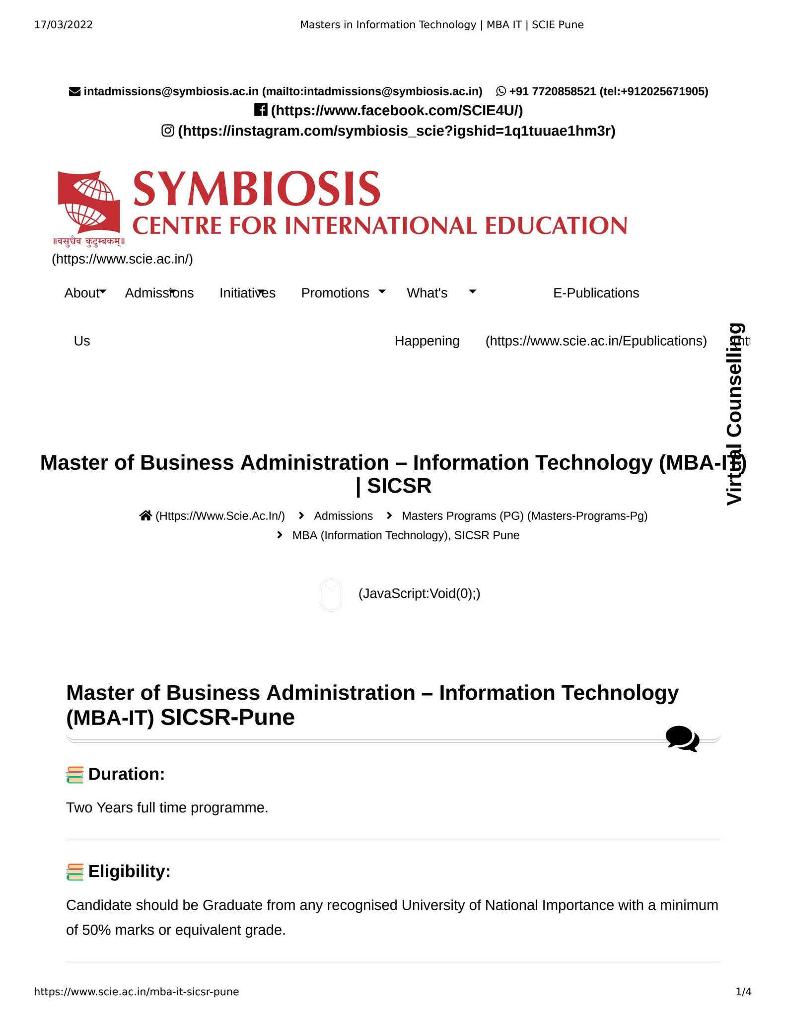 Masters in Information Technology | MBA IT | SCIE Pune by karanpatil1 ...