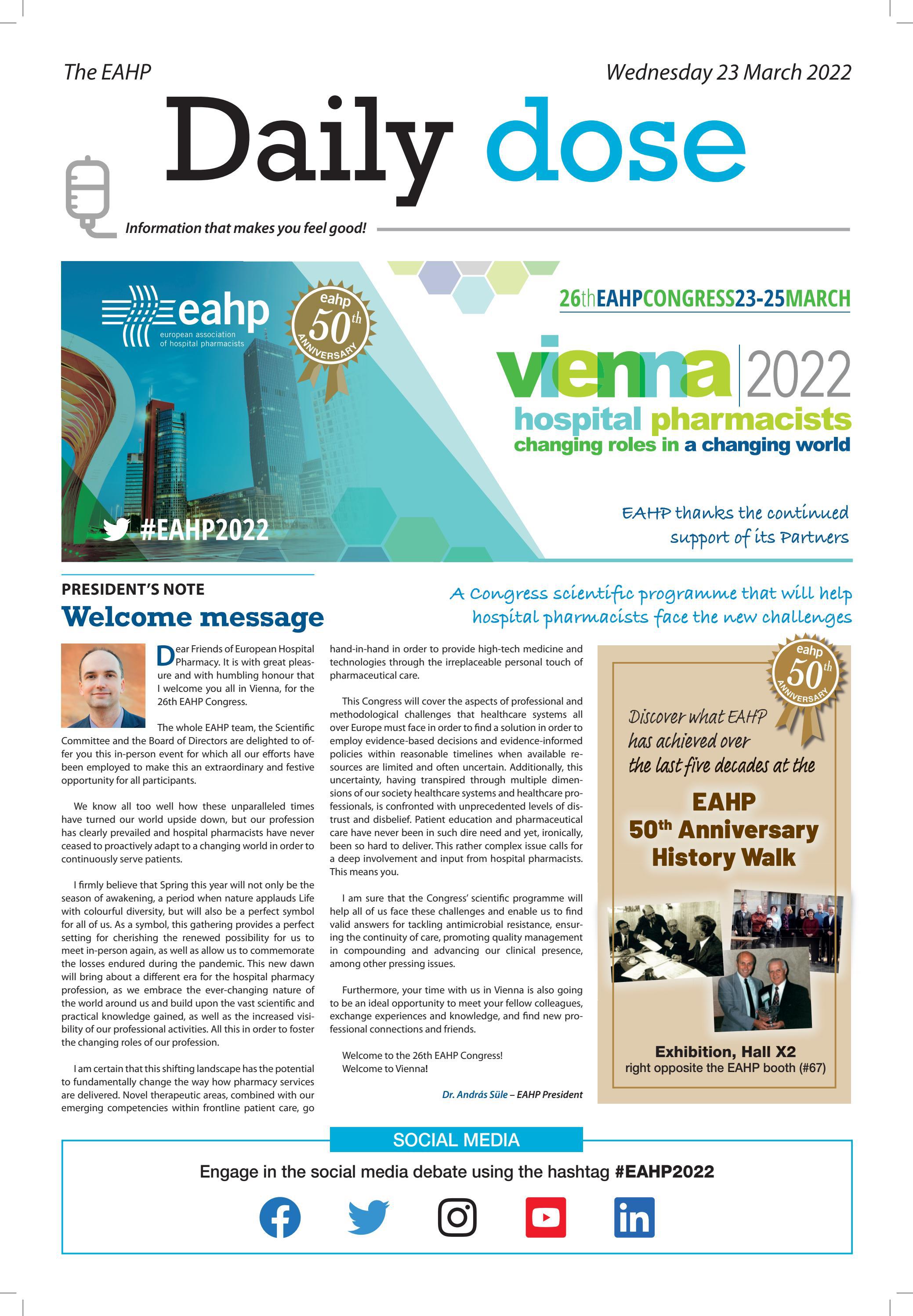 EAHP Congress - Daily Dose - Wednesday 23 March 2022 by EAHP - Issuu