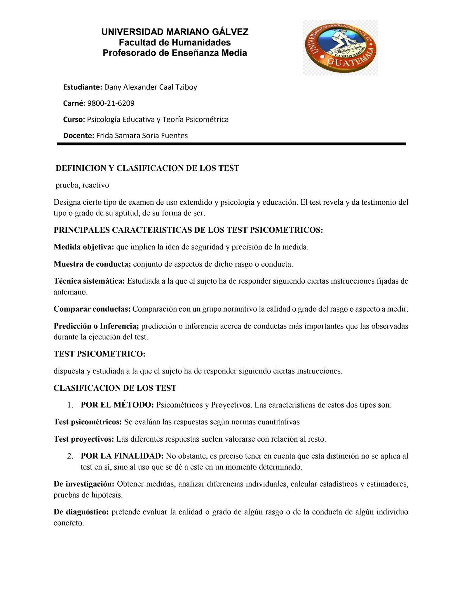 DEFINICION Y CLASIFICACION DE LOS TEST by Danny Caal - Issuu