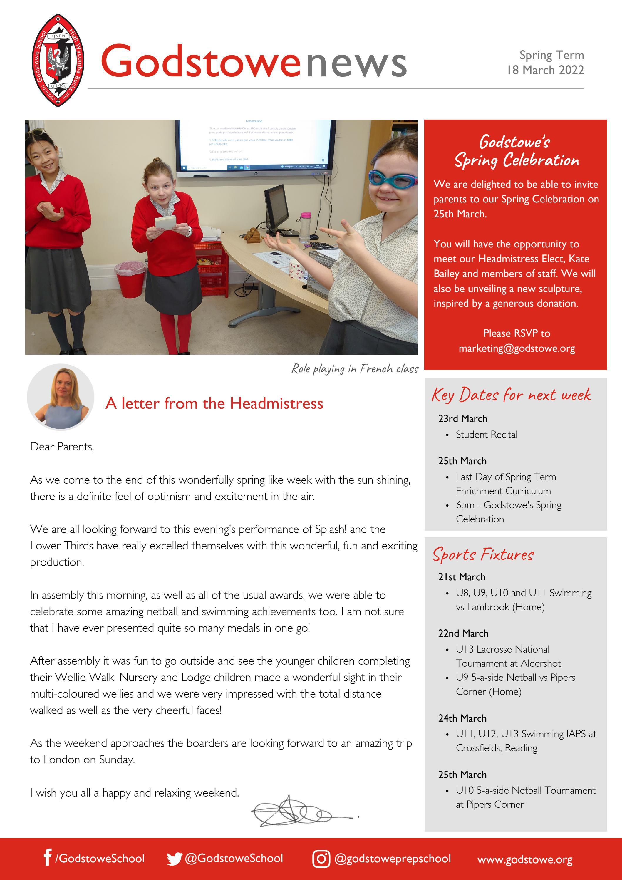 Godstowe News: Spring Term 18/03 by GodstowePrep - Issuu