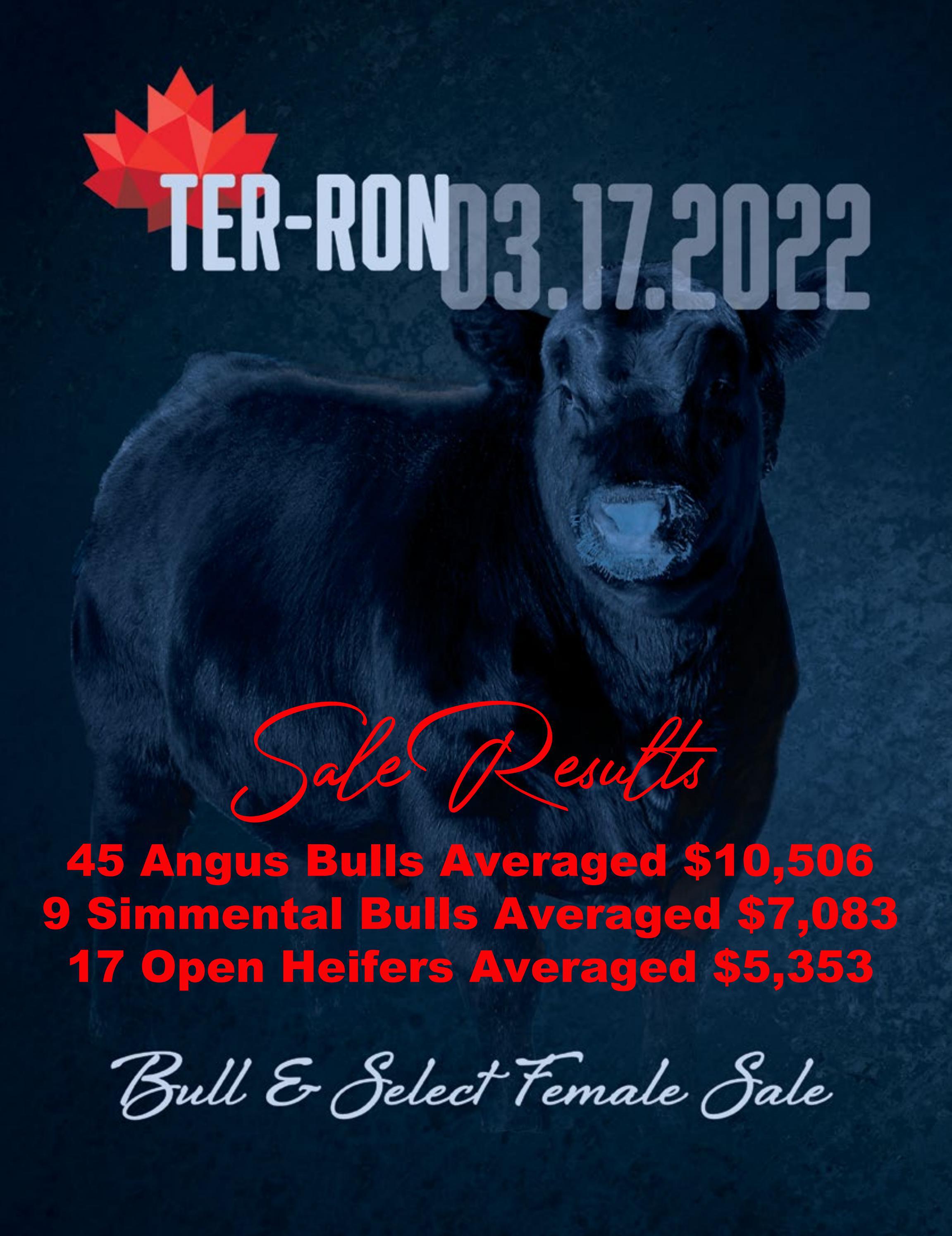 Ter-Ron Farms 17th Annual Bull & Select Female Sale :: SALE RESULTS by ...