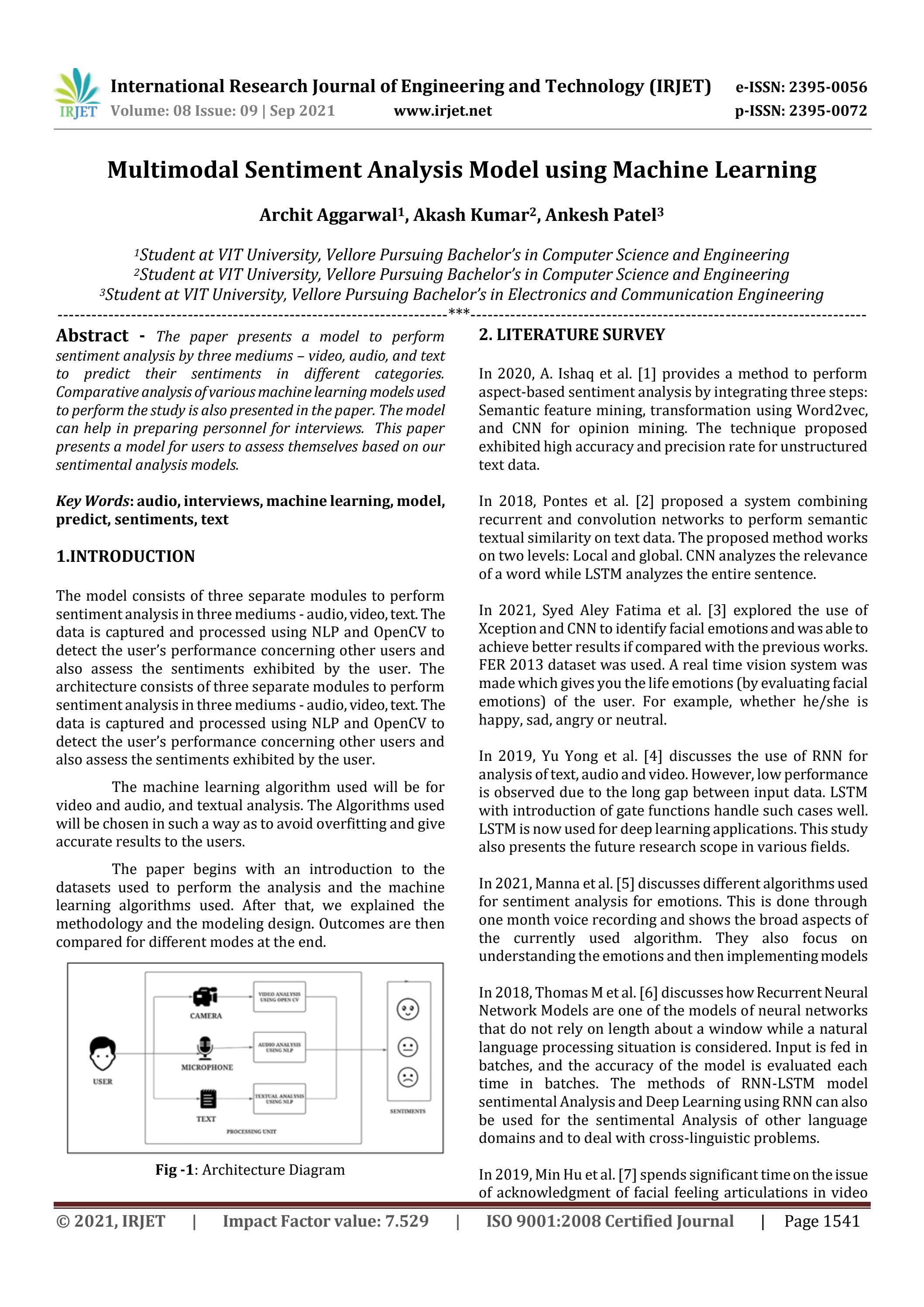 IRJET - Multimodal Sentiment Analysis Model using Machine Learning by IRJET Journal - Issuu