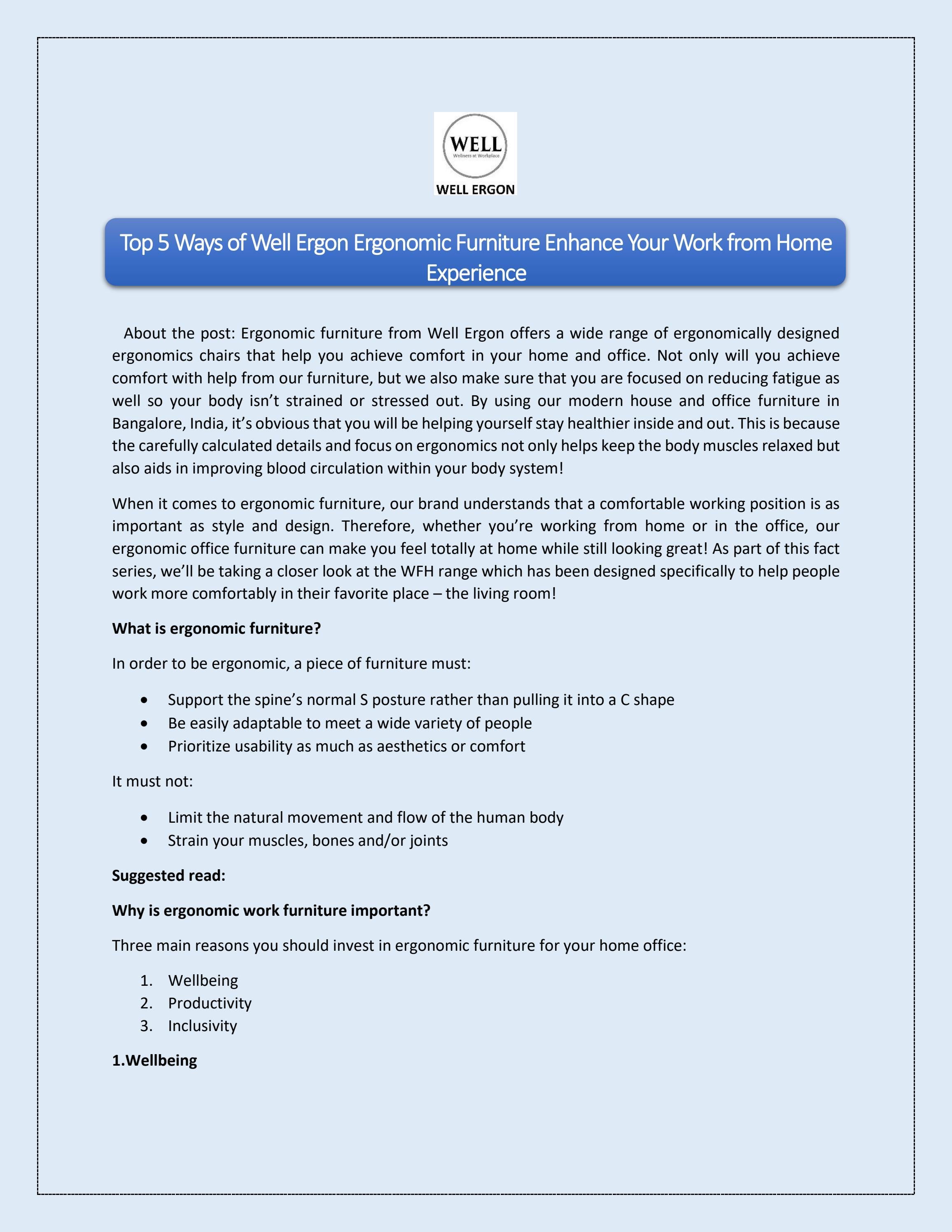 Top 5 Ways of Well Ergon Ergonomic Furniture Enhance Your Work from ...