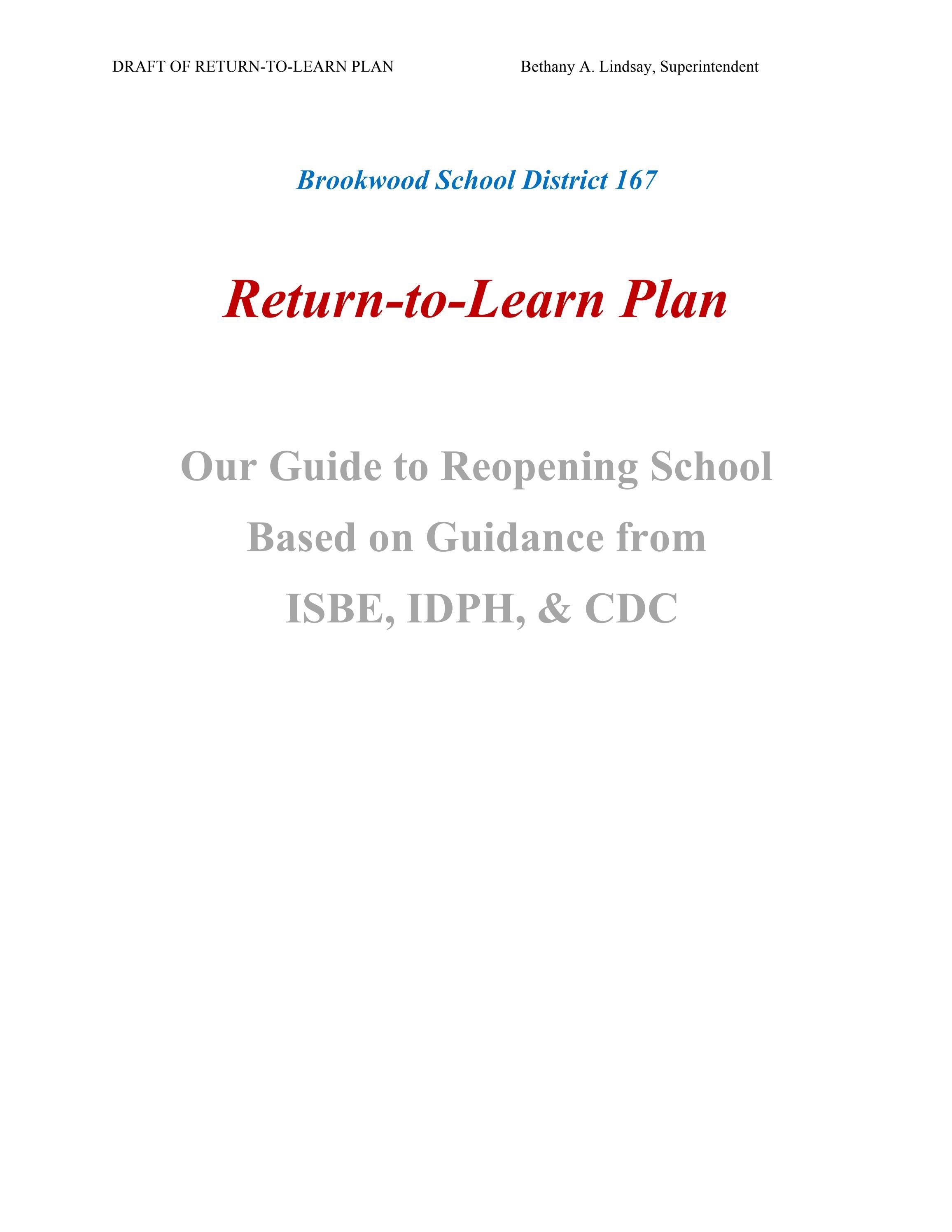 Brookwood 167 | Return-To-Learn Plan by Brookwood 167 - Issuu