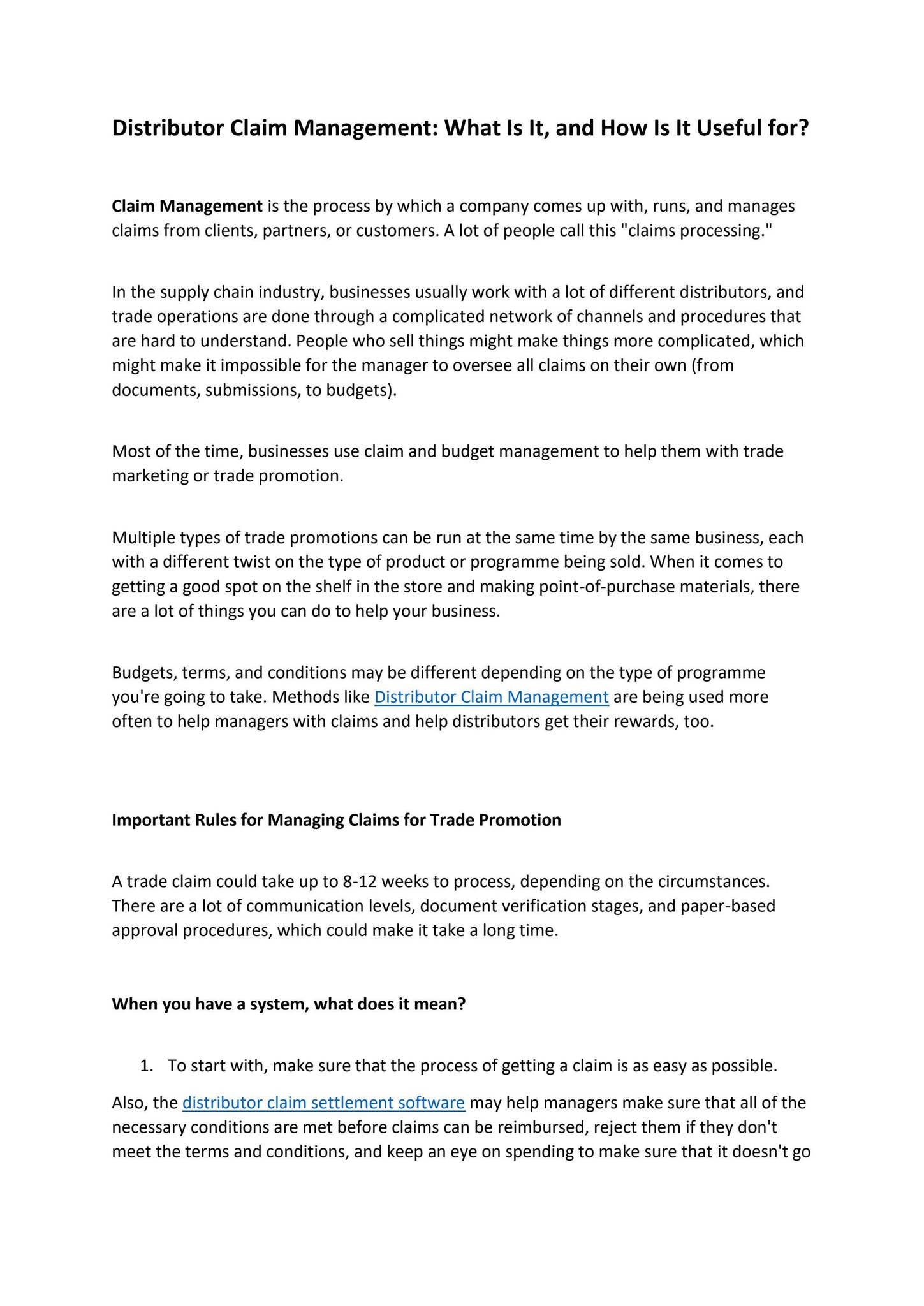 Distributor Claim Management: What Is It, and How Is It Useful for? by ...