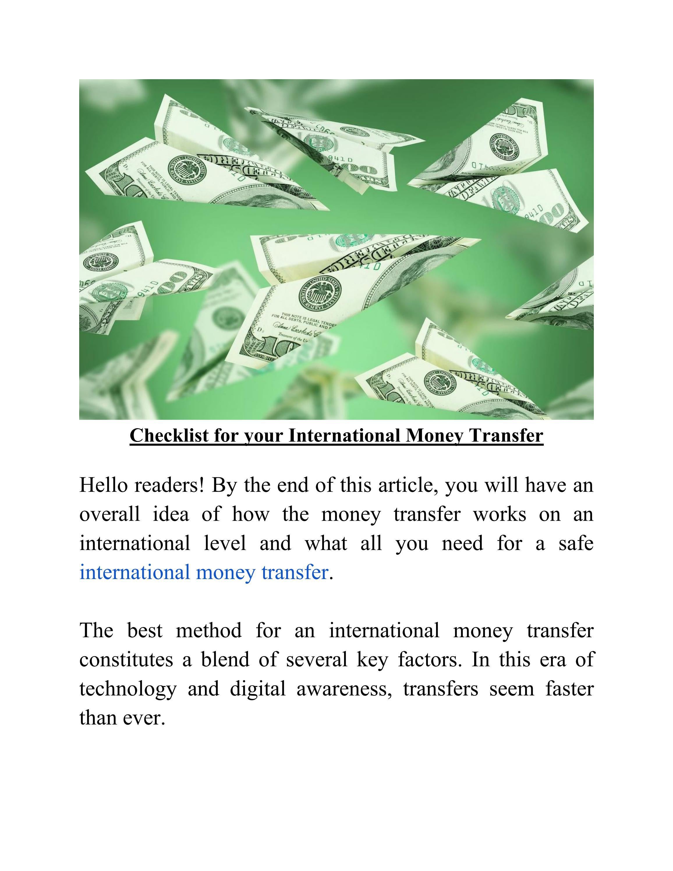 Checklist for your International Money Transfer by interchangefinancial ...