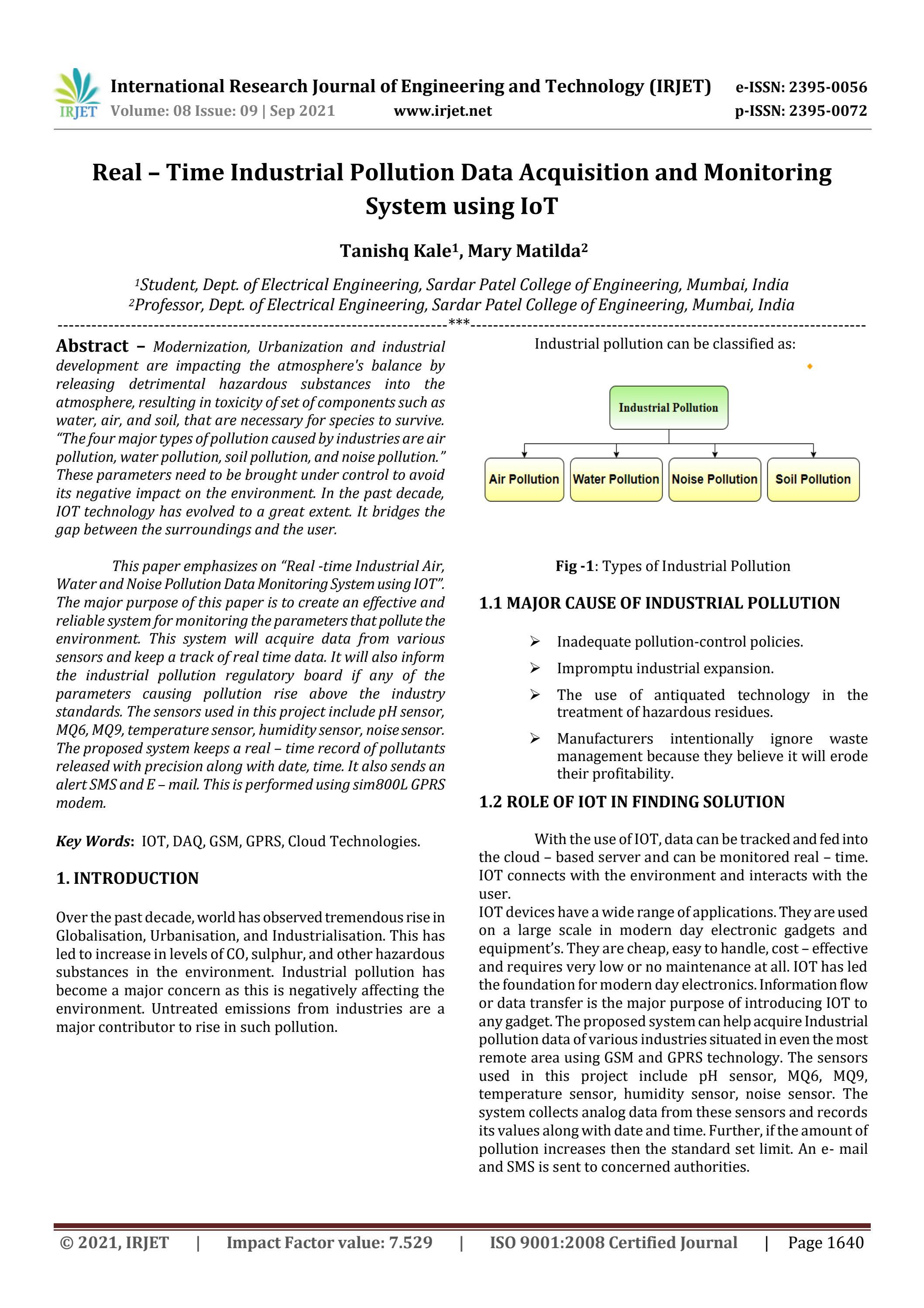 IRJET- Real – Time Industrial Pollution Data Acquisition and Monitoring ...