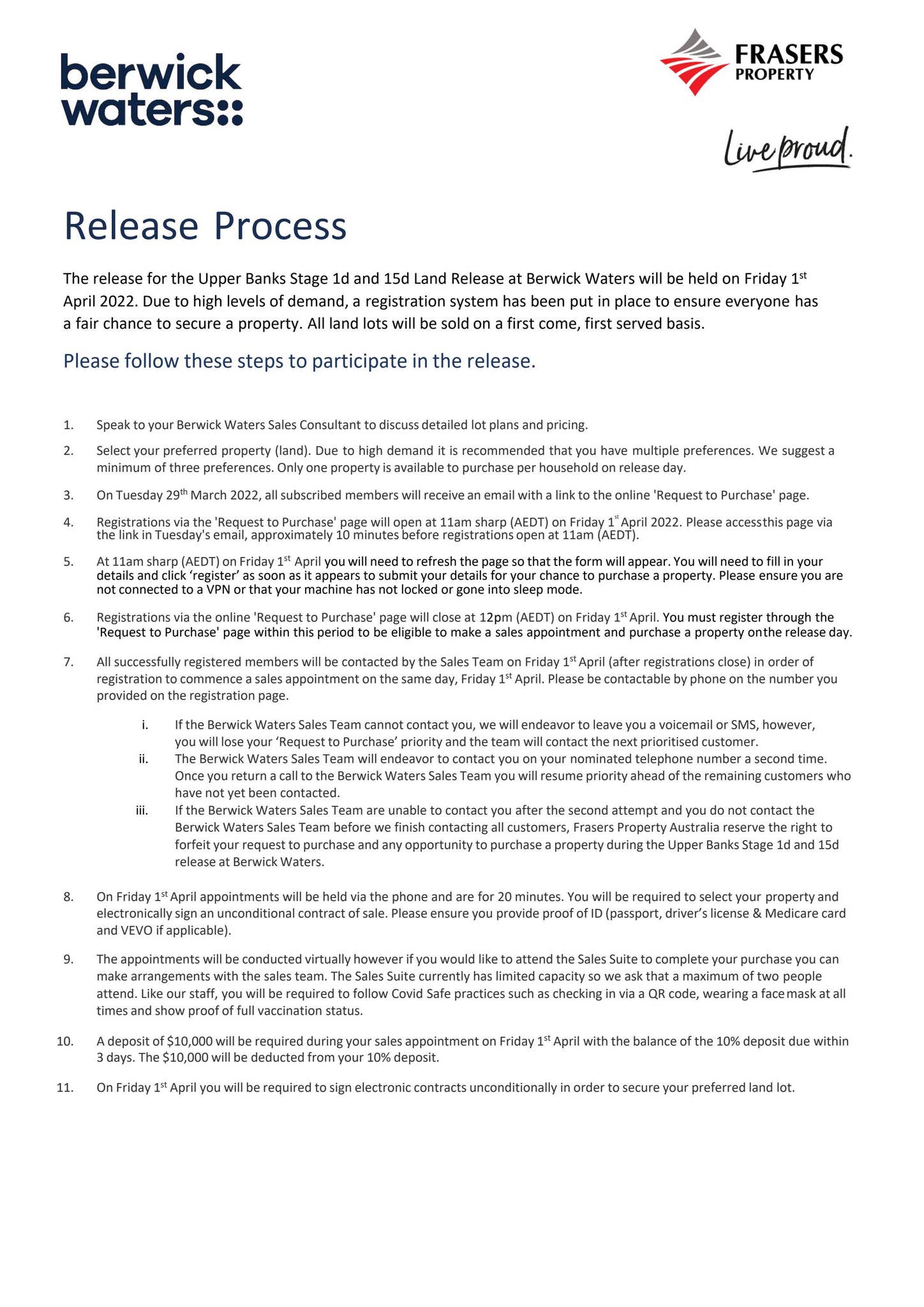 Berwick Waters | Stage 1d and 15b Public Release Process by Frasers ...