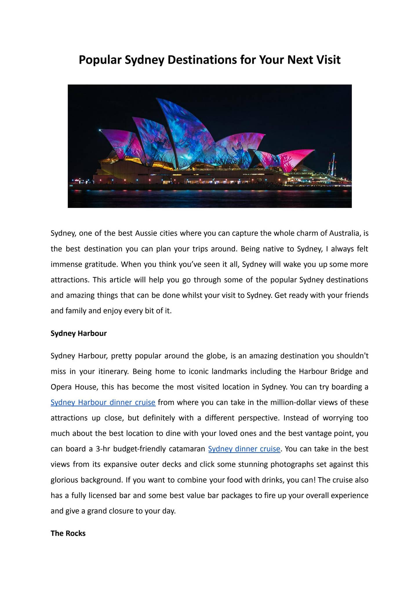 Popular Sydney Destinations for Your Next Visit by harley1995 - Issuu