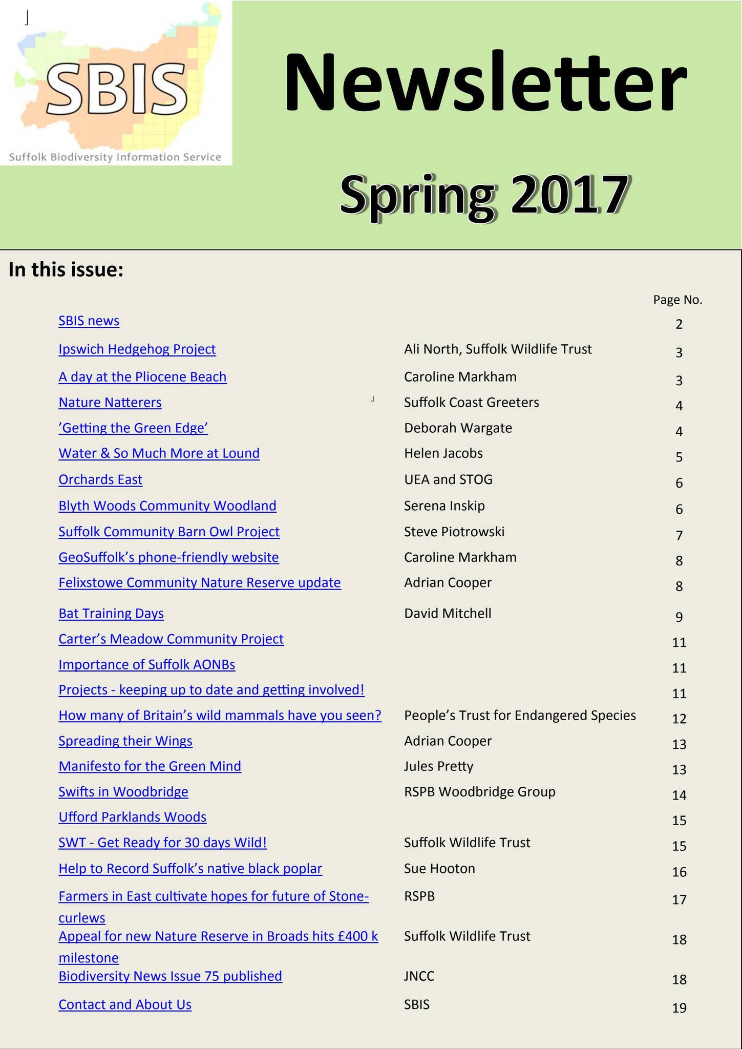 08 SBIS Newsletter Spring 2017 by Suffolk Naturalists' Society - Issuu