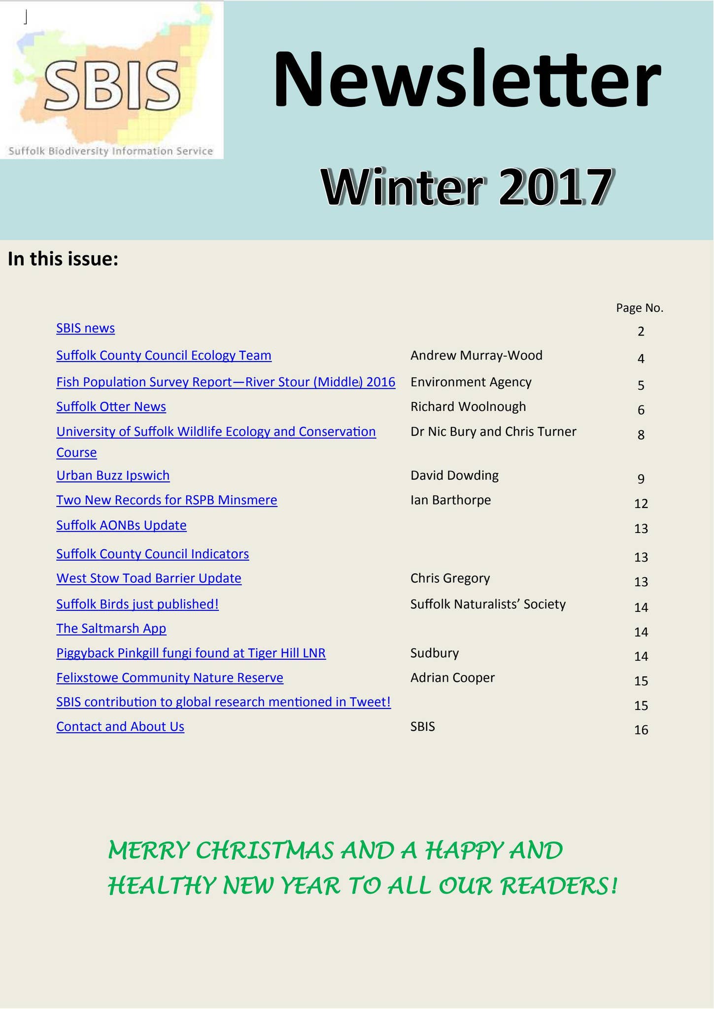 10 SBIS Newsletter Winter 2017 by Suffolk Naturalists' Society - Issuu