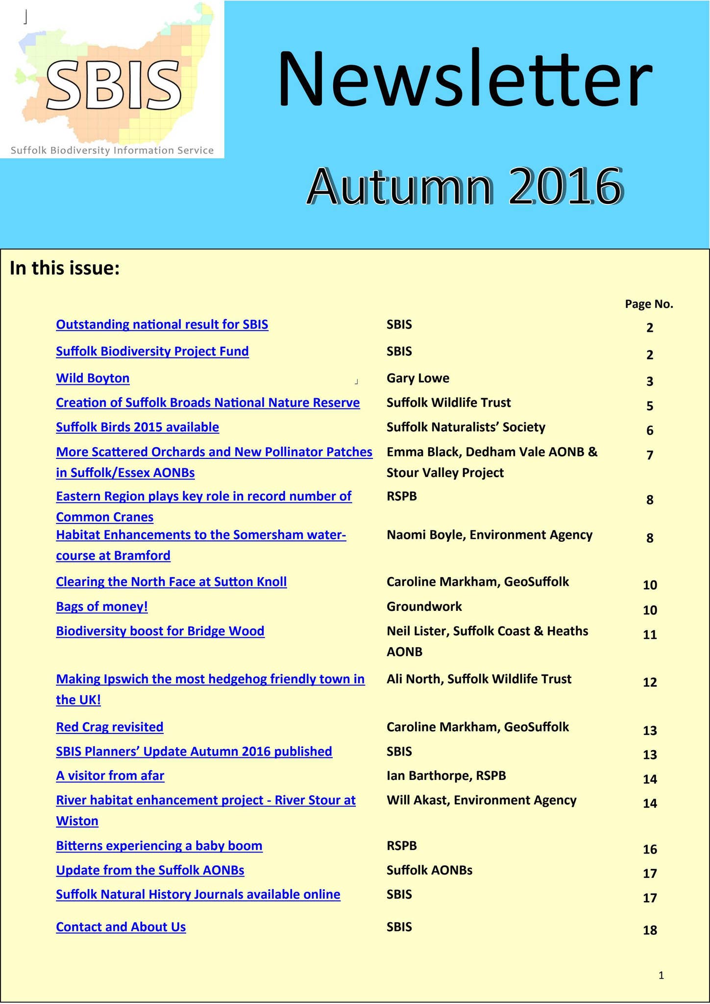 07 SBIS Newsletter Autumn 2016 by Suffolk Naturalists' Society - Issuu