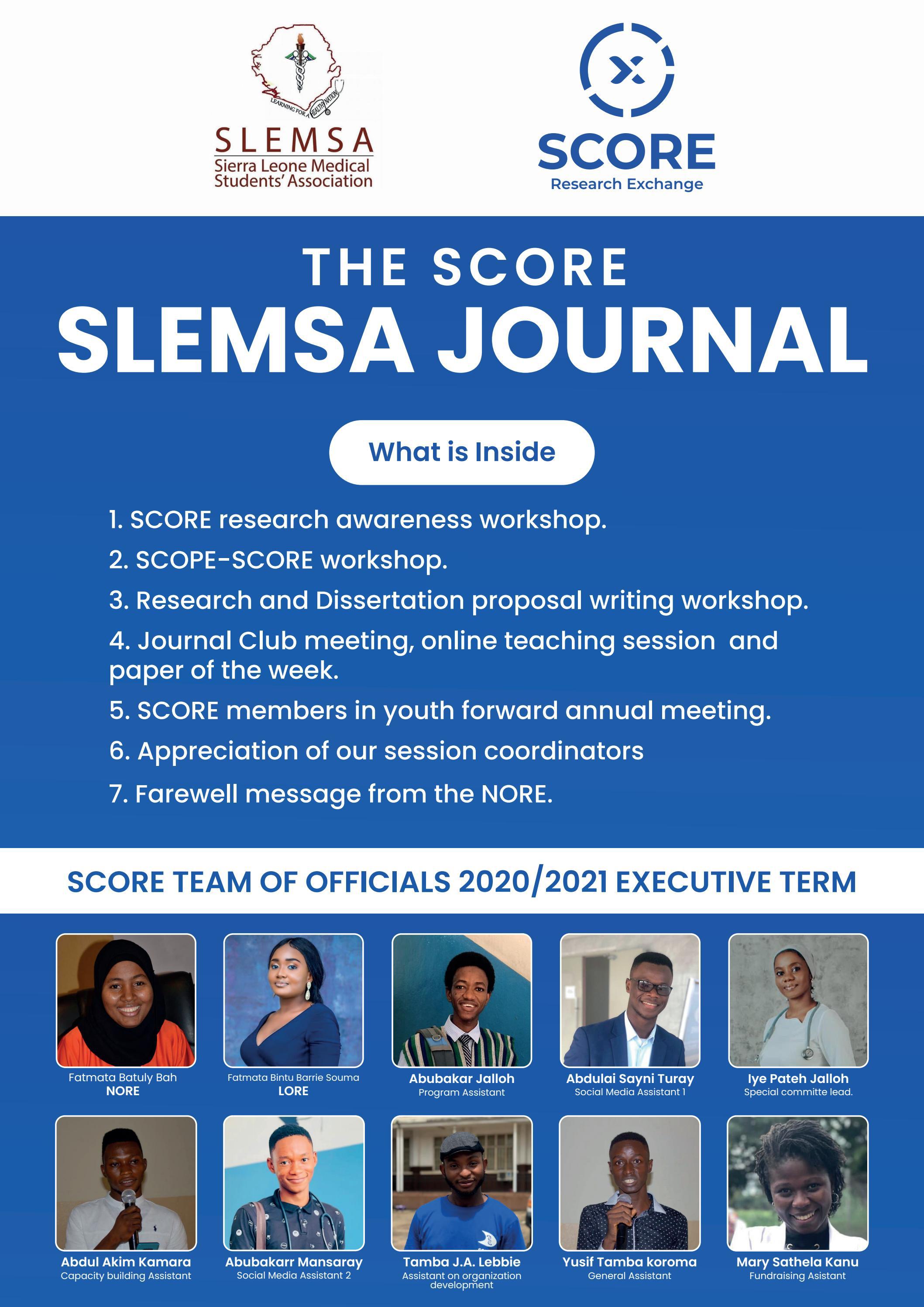 SLEMSA-SCORE END OF TERM REPORT 2020/2021 by Sierra Leone Medical ...