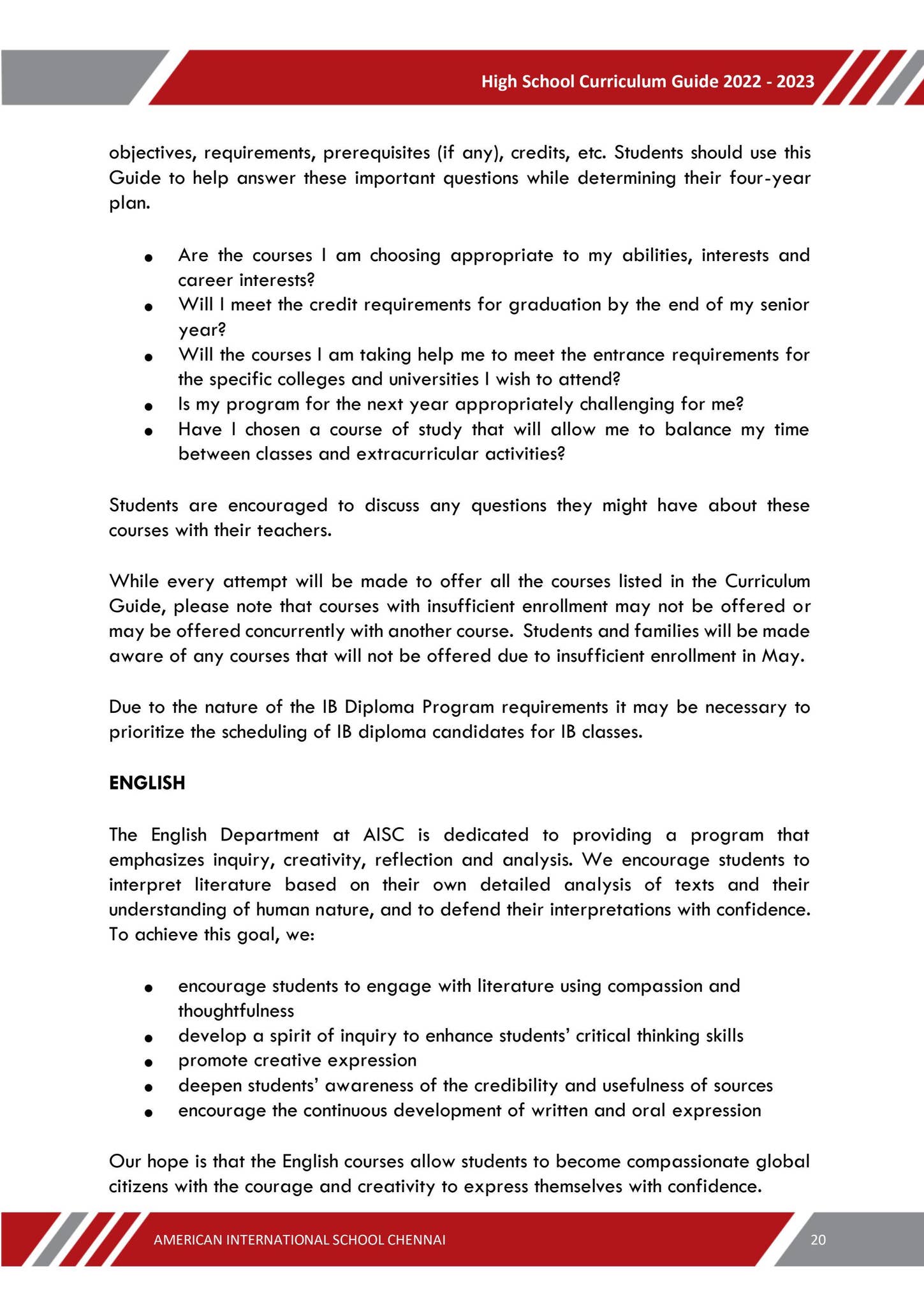 HS Curriculum Guide 2022-23 by American International School Chennai ...