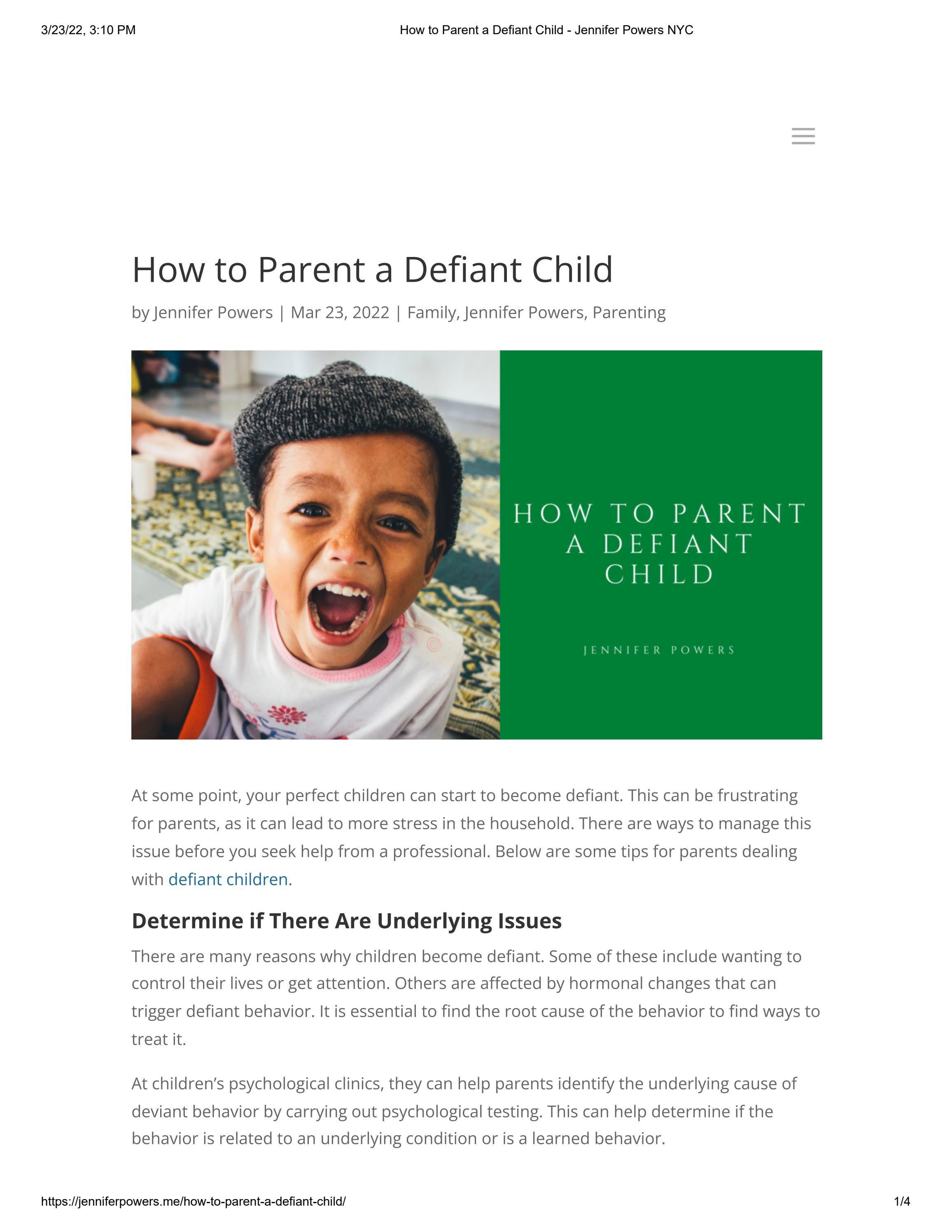 Defiant Child Behavior