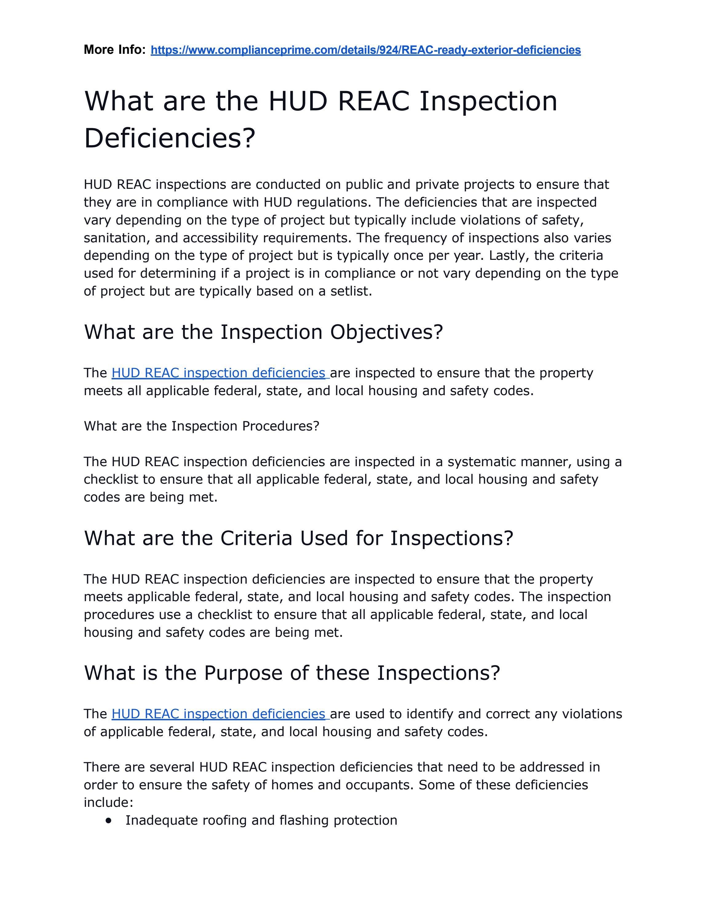 What are the HUD REAC Inspection Deficiencies by Sarika dutta - Issuu